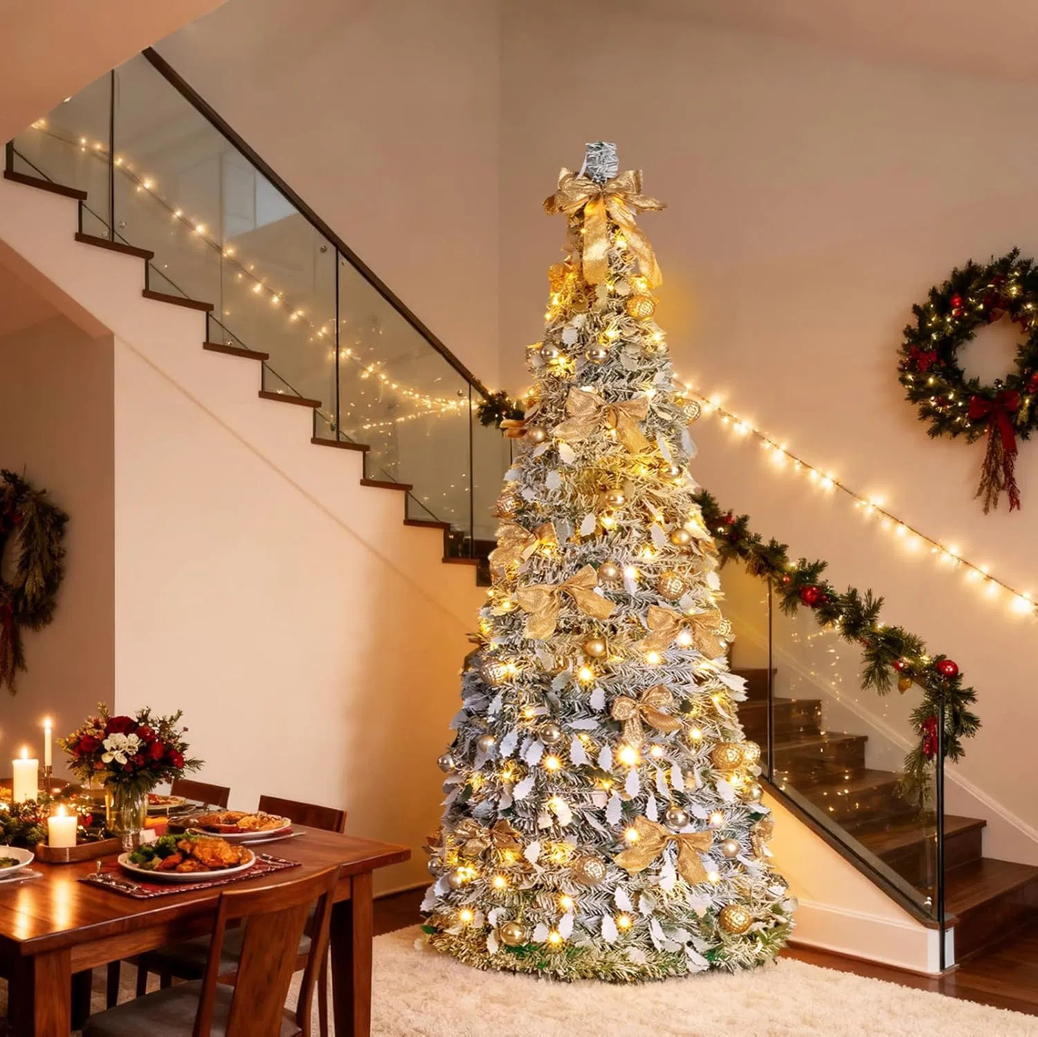 The Holiday Aisle® 6ft Pre-lit Pop-up Artificial Christmas Tree With ...