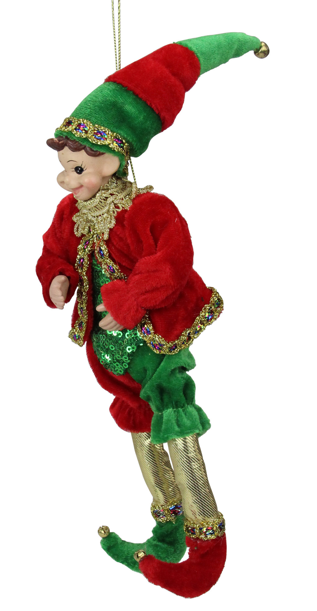 Northlight Seasonal 12" Red and Green Bendable Elf in a Suit Hanging ...