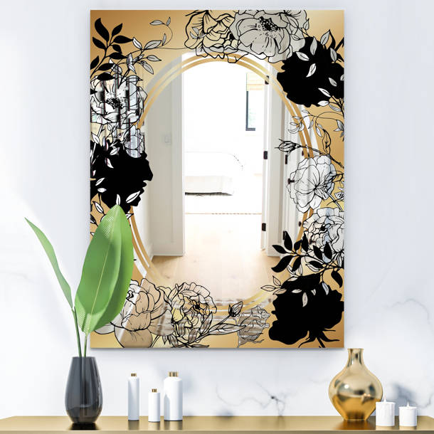 Bless international Botanical Obsidian Floral Glam Frameless Bathroom ...