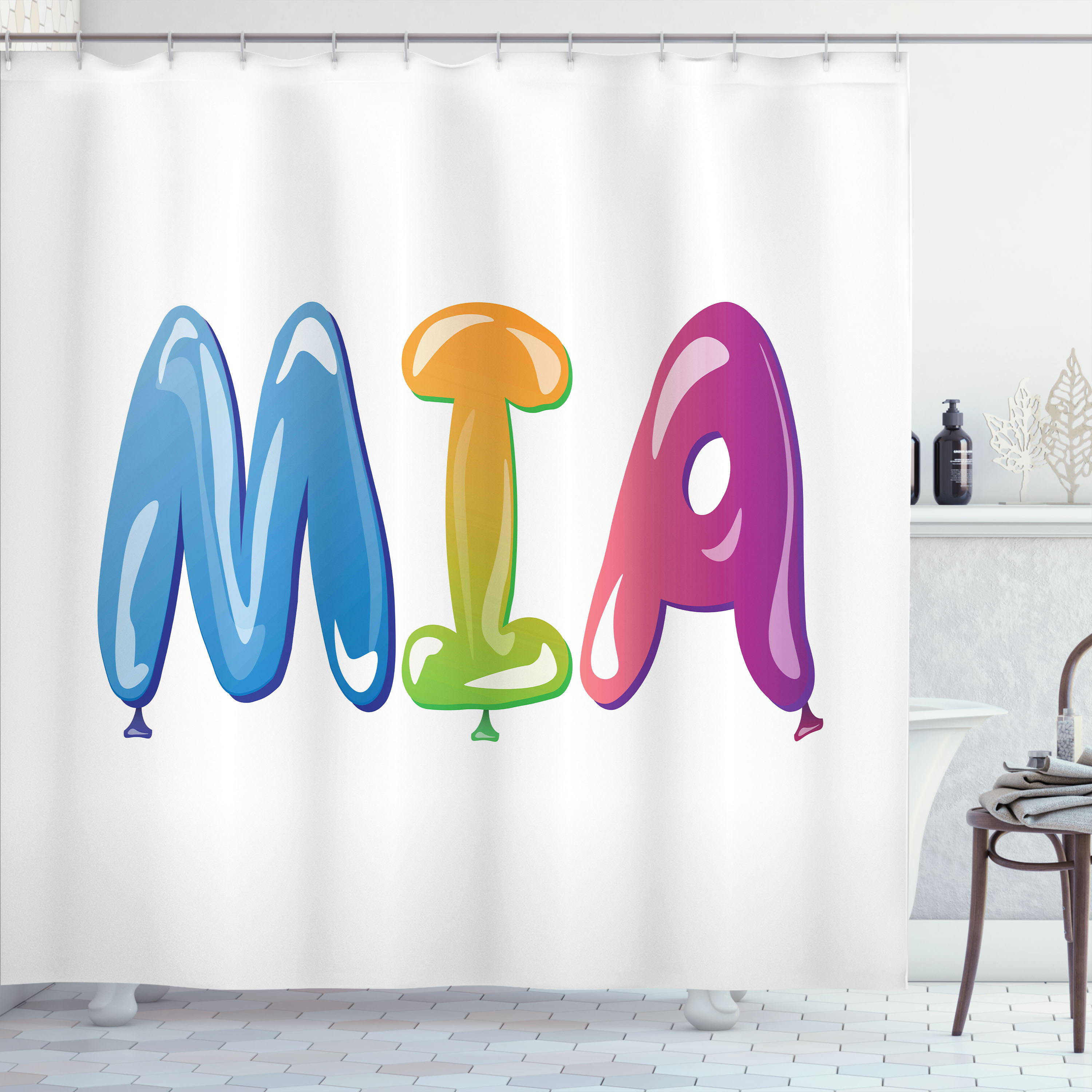Ambesonne Mia Shower Curtain Name with the Timeless Origins | Wayfair
