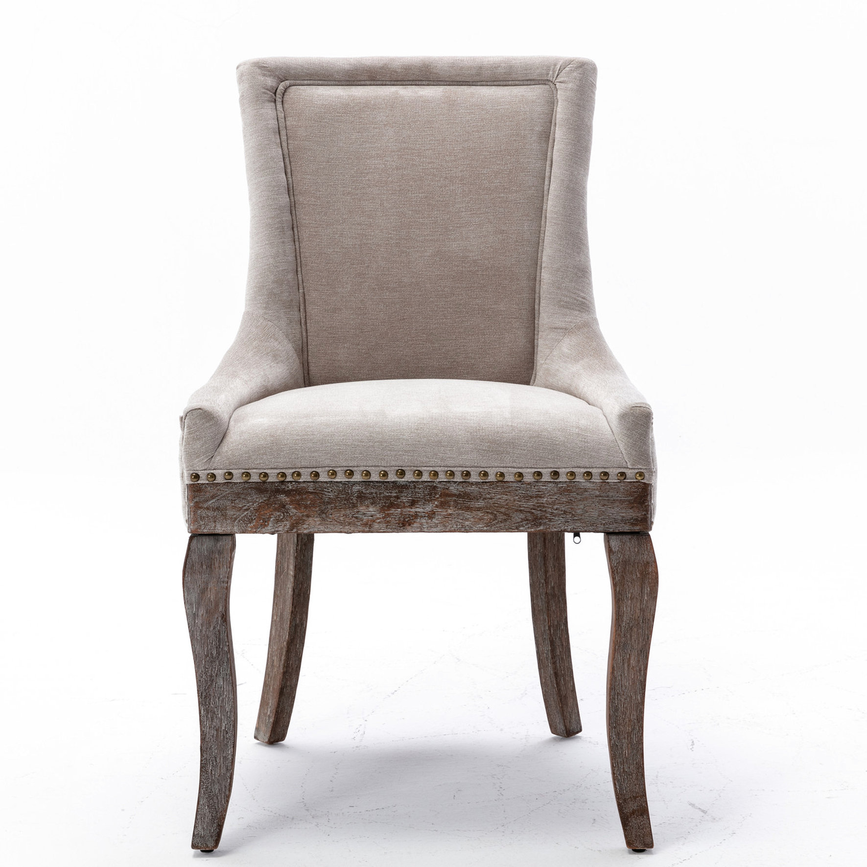 Alcott Hill 2 Beige Thickened Upholstered Chair , Solid Wood Legs ...
