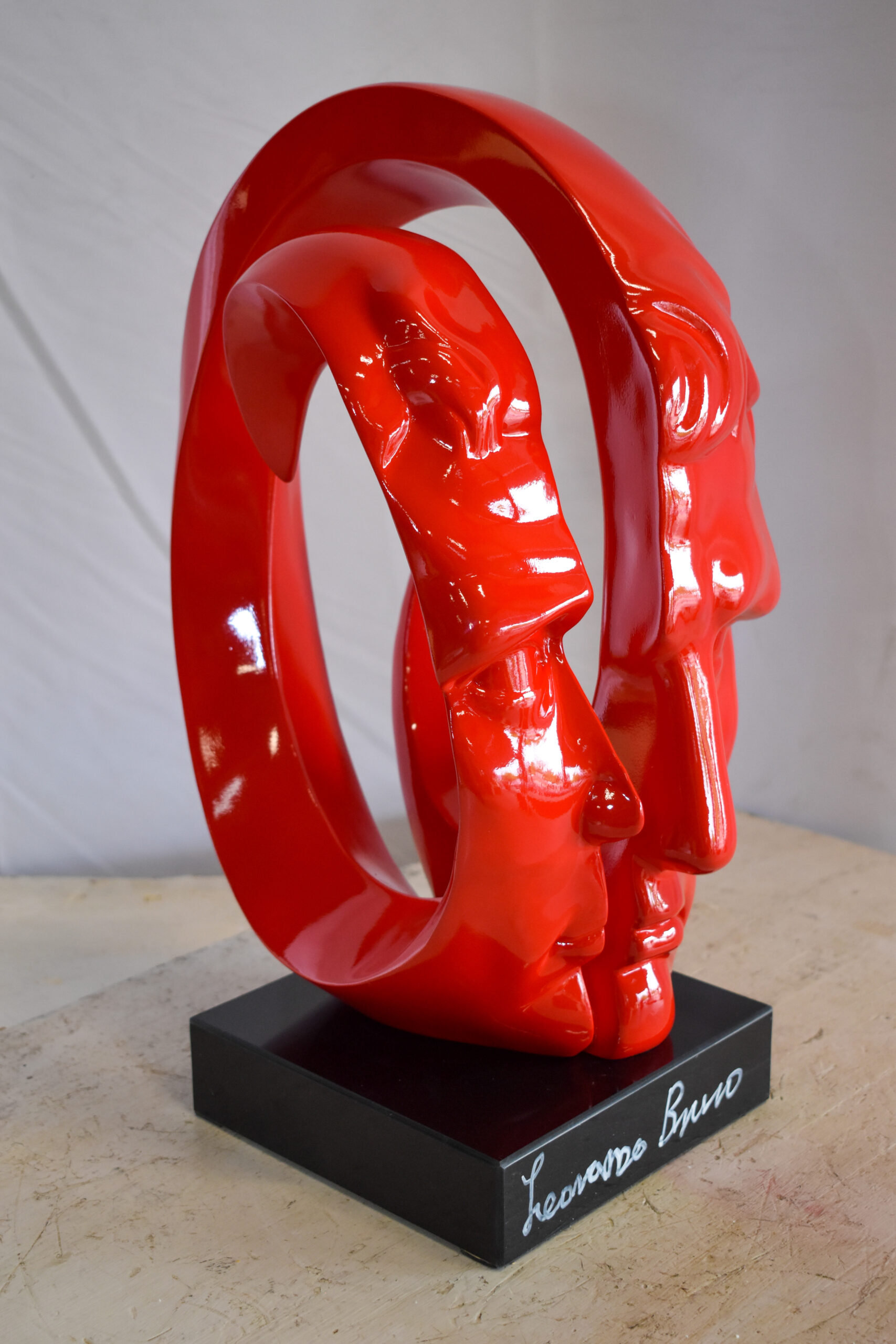 Orren Ellis Corisha Creative Red MultiFace Statue on Base Signed by ...