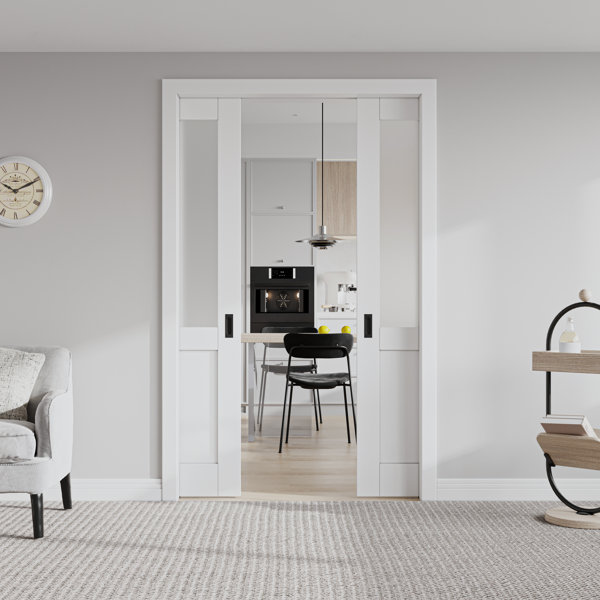 Home Worthy Double Sliding Closet Door Glass Frosted Glass Pocket Door ...