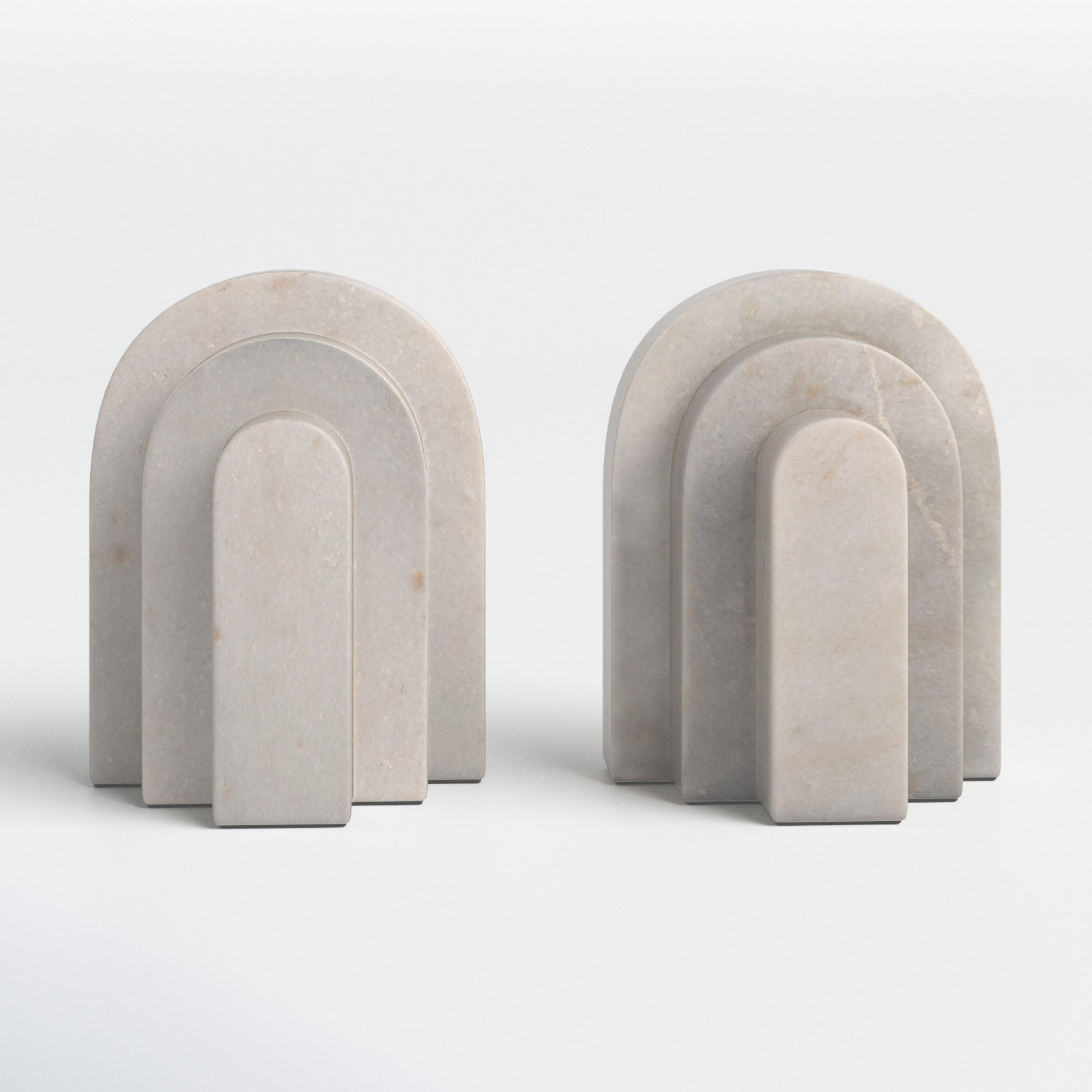 Joss & Main Set of 2 Bookends Contemporary Layered Arches 6" White ...