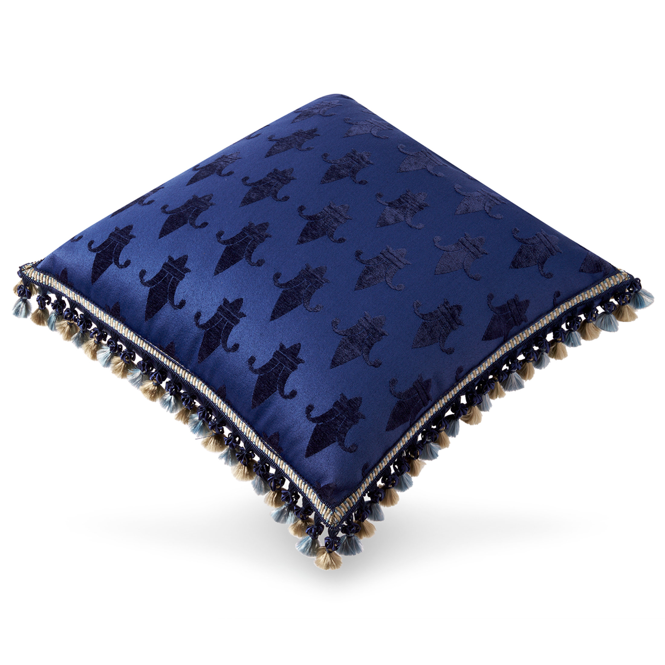 Pillowpops Royalty Trimmed Synthetic Throw Square Pillow Cover & Insert ...