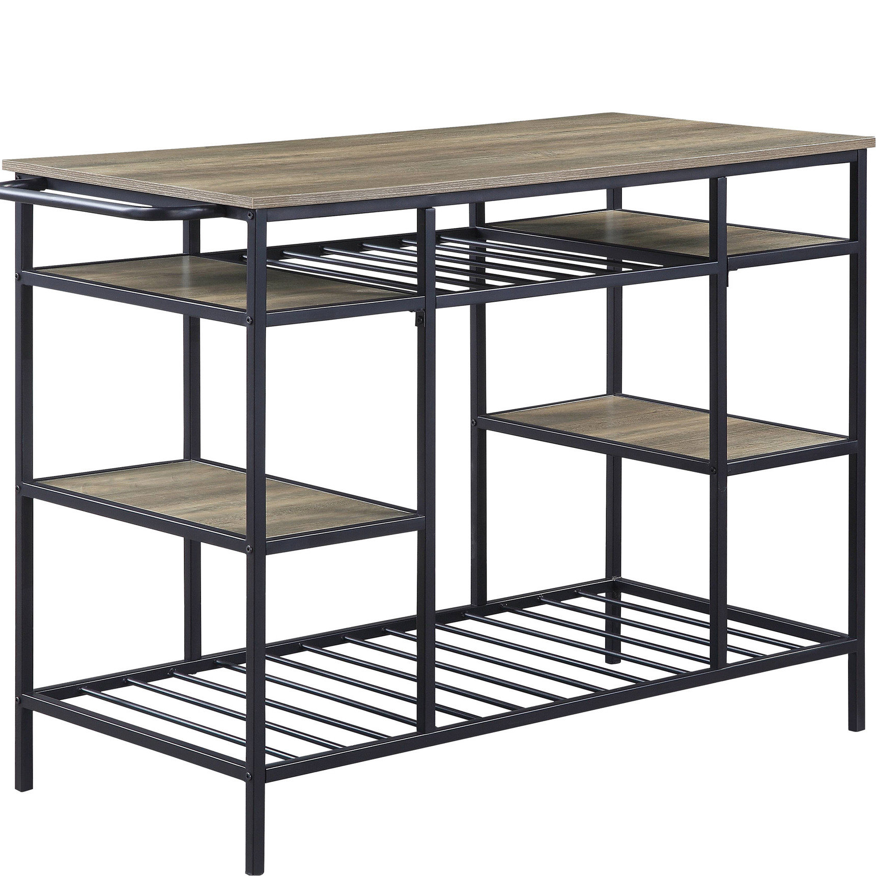 17 Stories Rectangular Kitchen Island With Black And Oak Colours ...