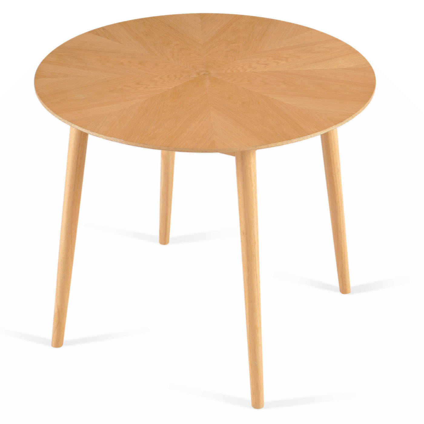 George Oliver Mid-Century MDF Round Nature Wood Veneer Round Dining ...