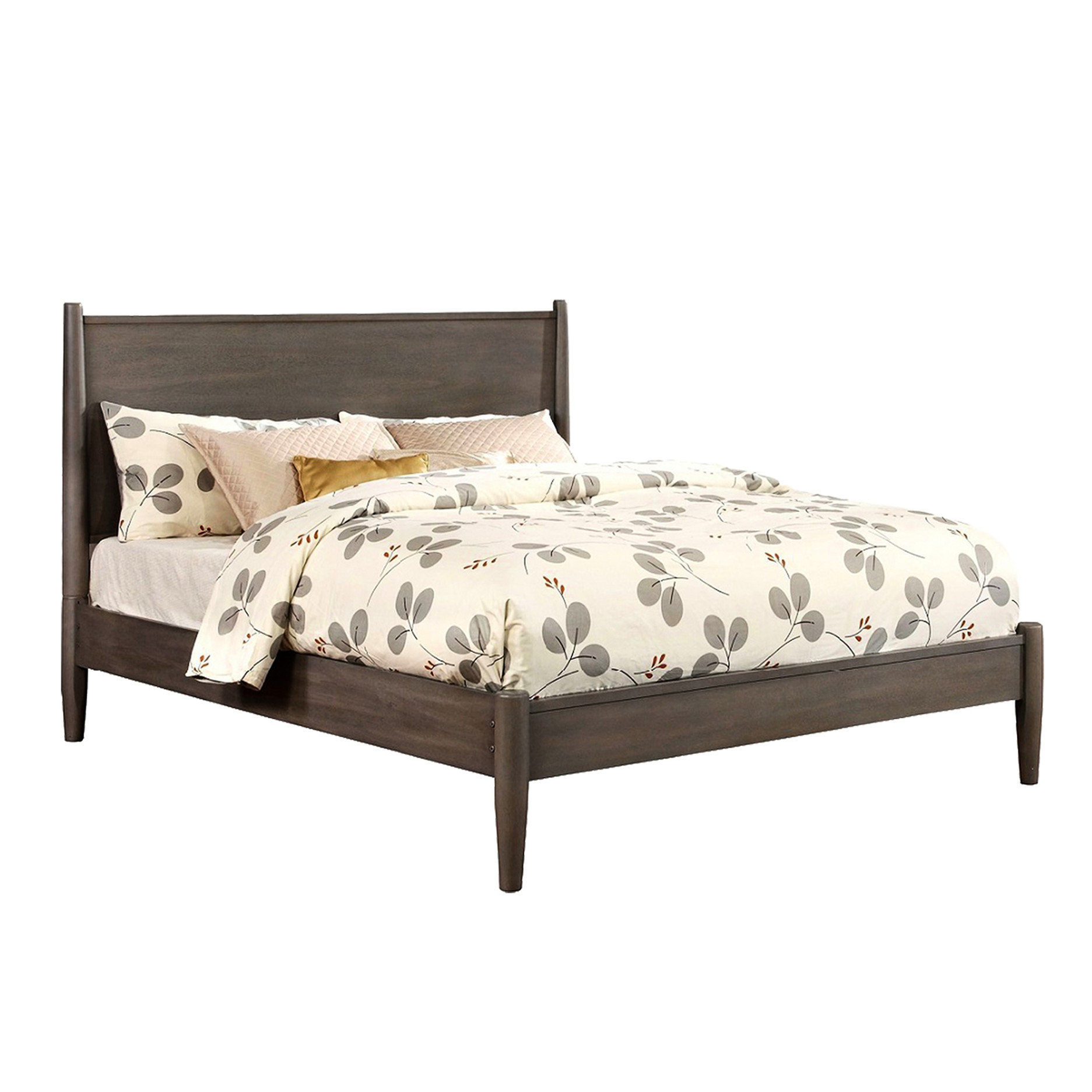 Corrigan Studio® Eastern King Mid - Century Modern Gray Wooden Platform ...