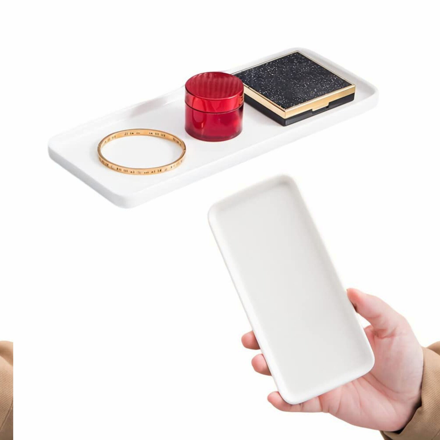BRBCA ElegantCeram White Bathroom & Kitchen Counter Tray - Small ...