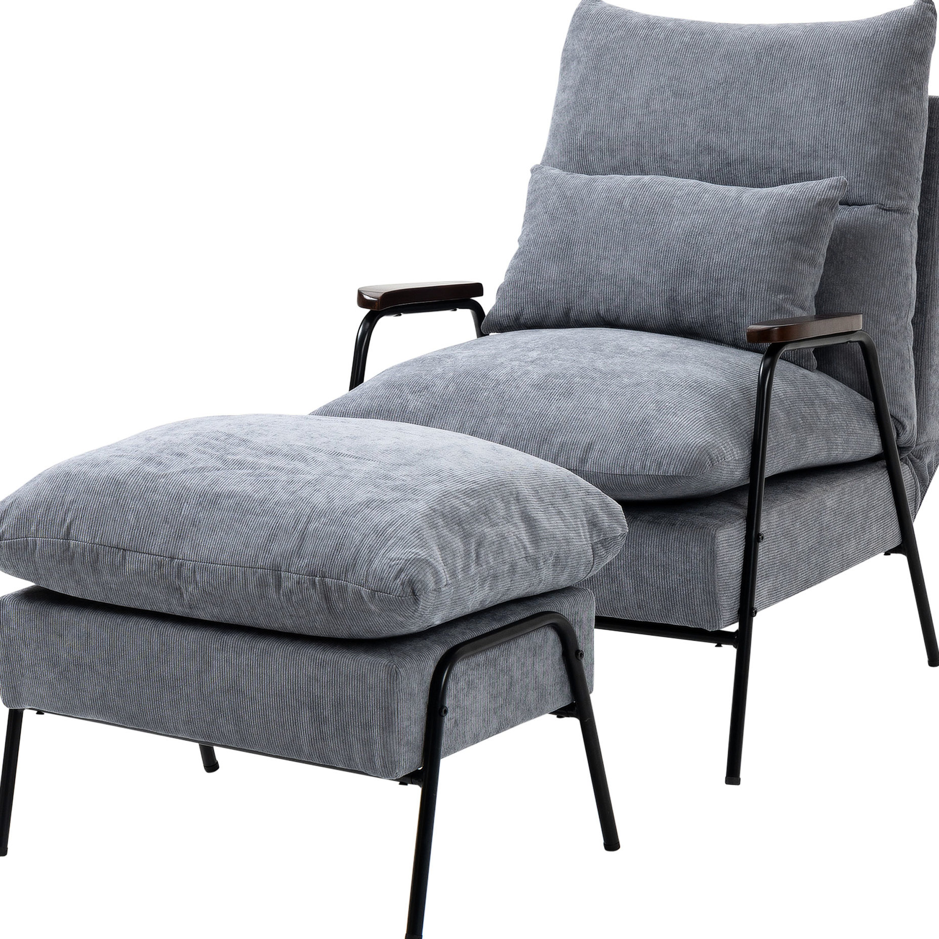 George Oliver Reclining Accent Chair With , Gray. Easily Adjustable ...