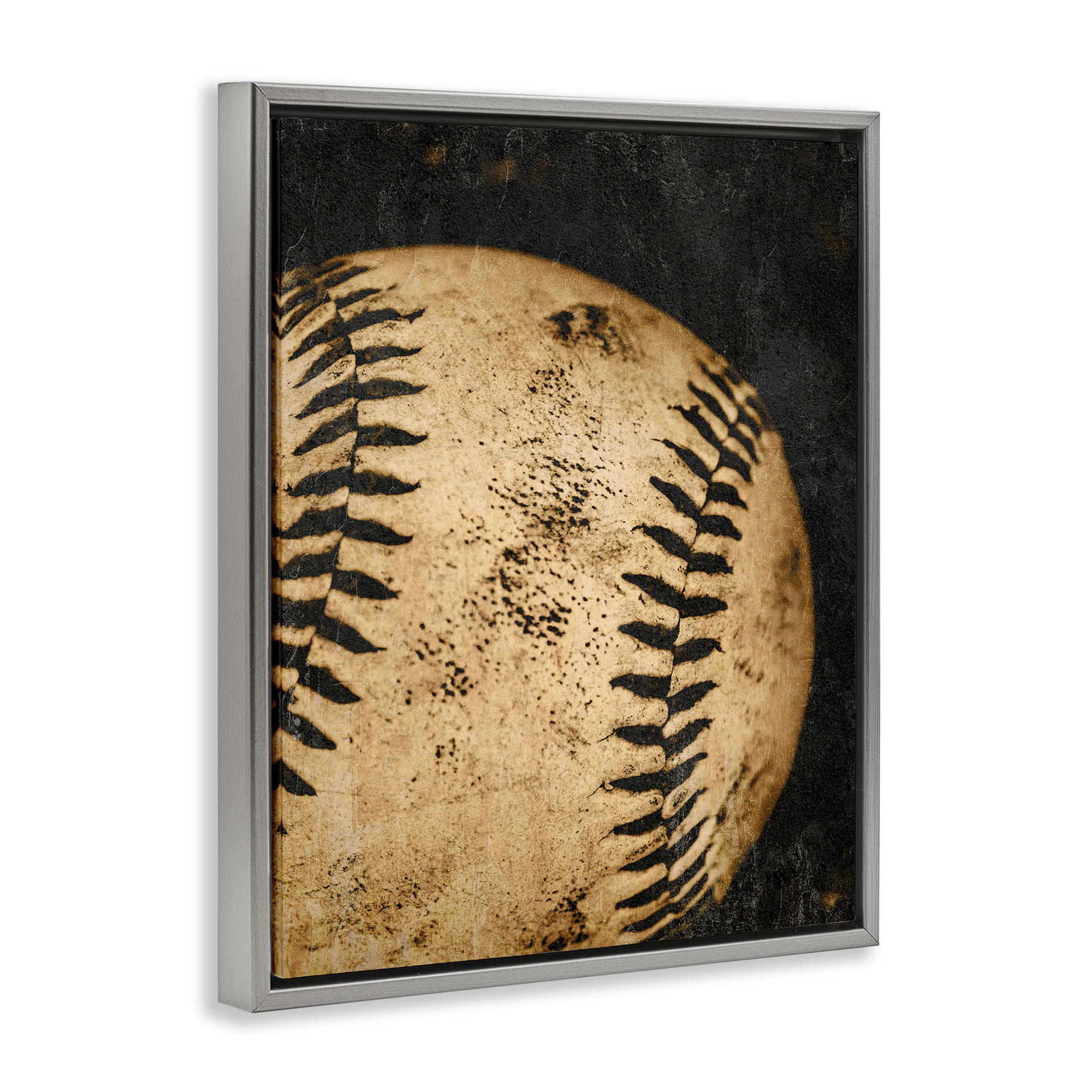 Grovelane Vintage Baseball Close Up Floating Frame, design by Kim Allen ...