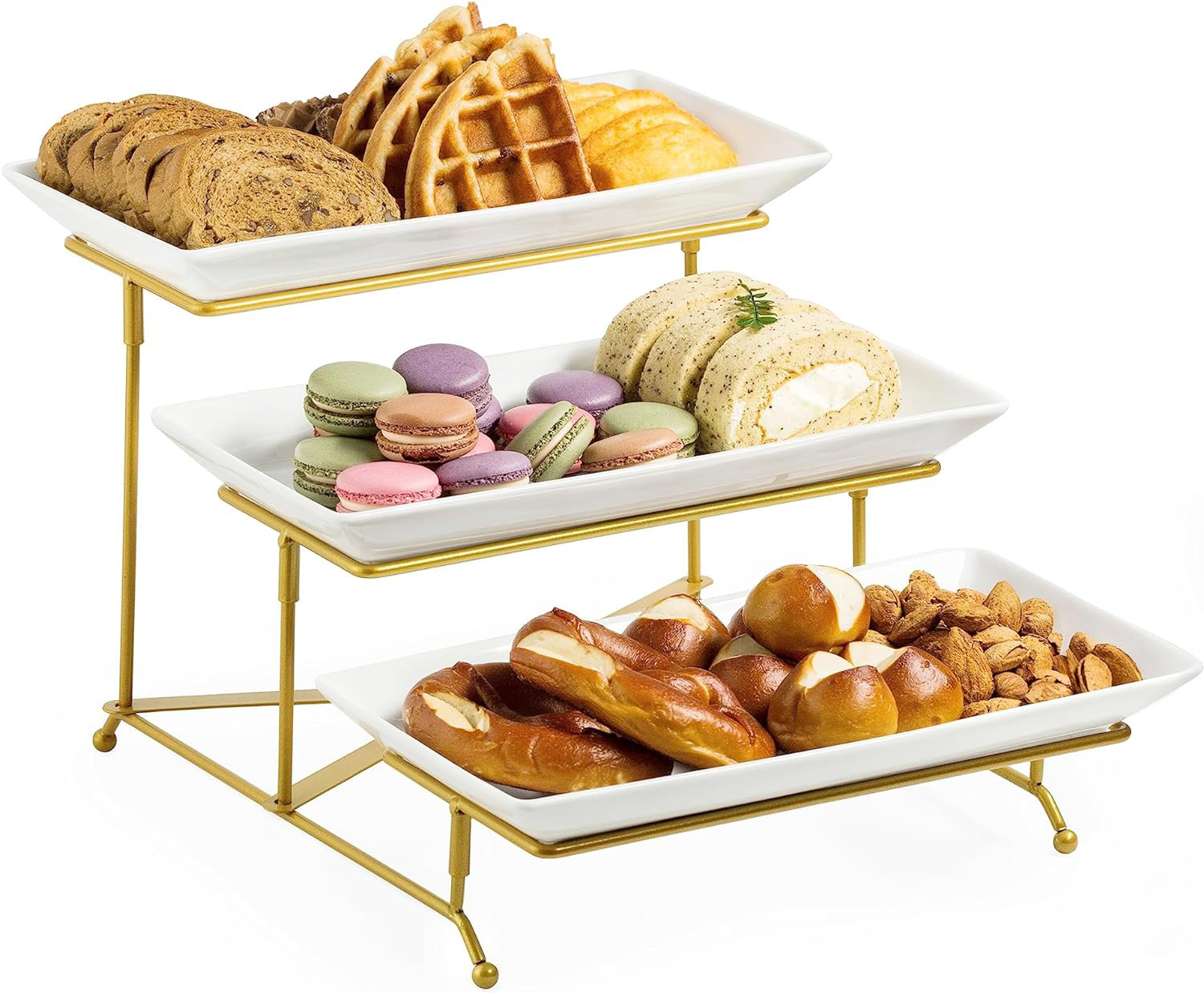 Mercer41 3 Tier Serving Tray Set Porcelain Tiered Serving Trays ...
