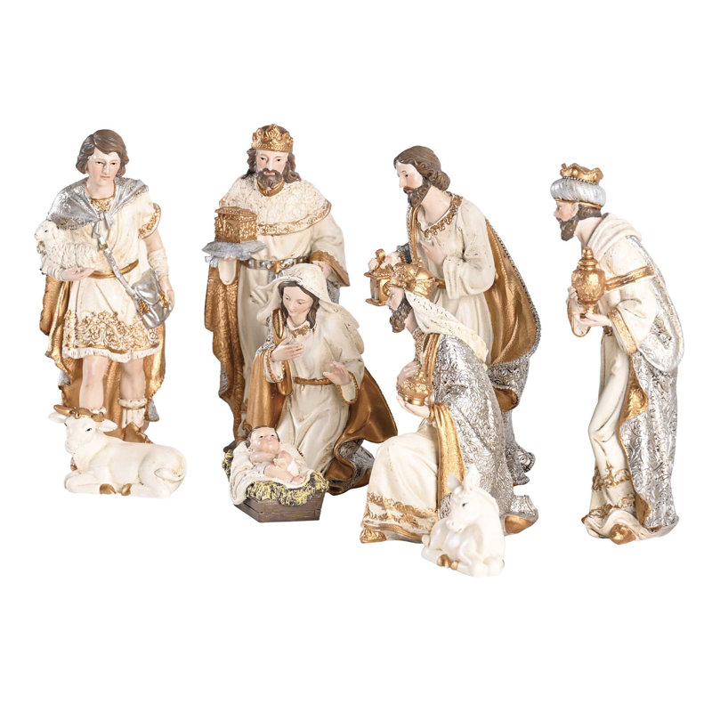 The Holiday Aisle® Nativity Family Wisemen Animal Gold7.75H | Wayfair