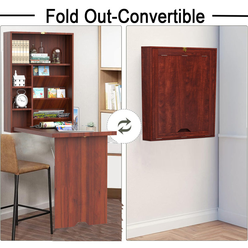 Ebern Designs Wall Mounted Desk,fold Out Convertible Desk | Wayfair