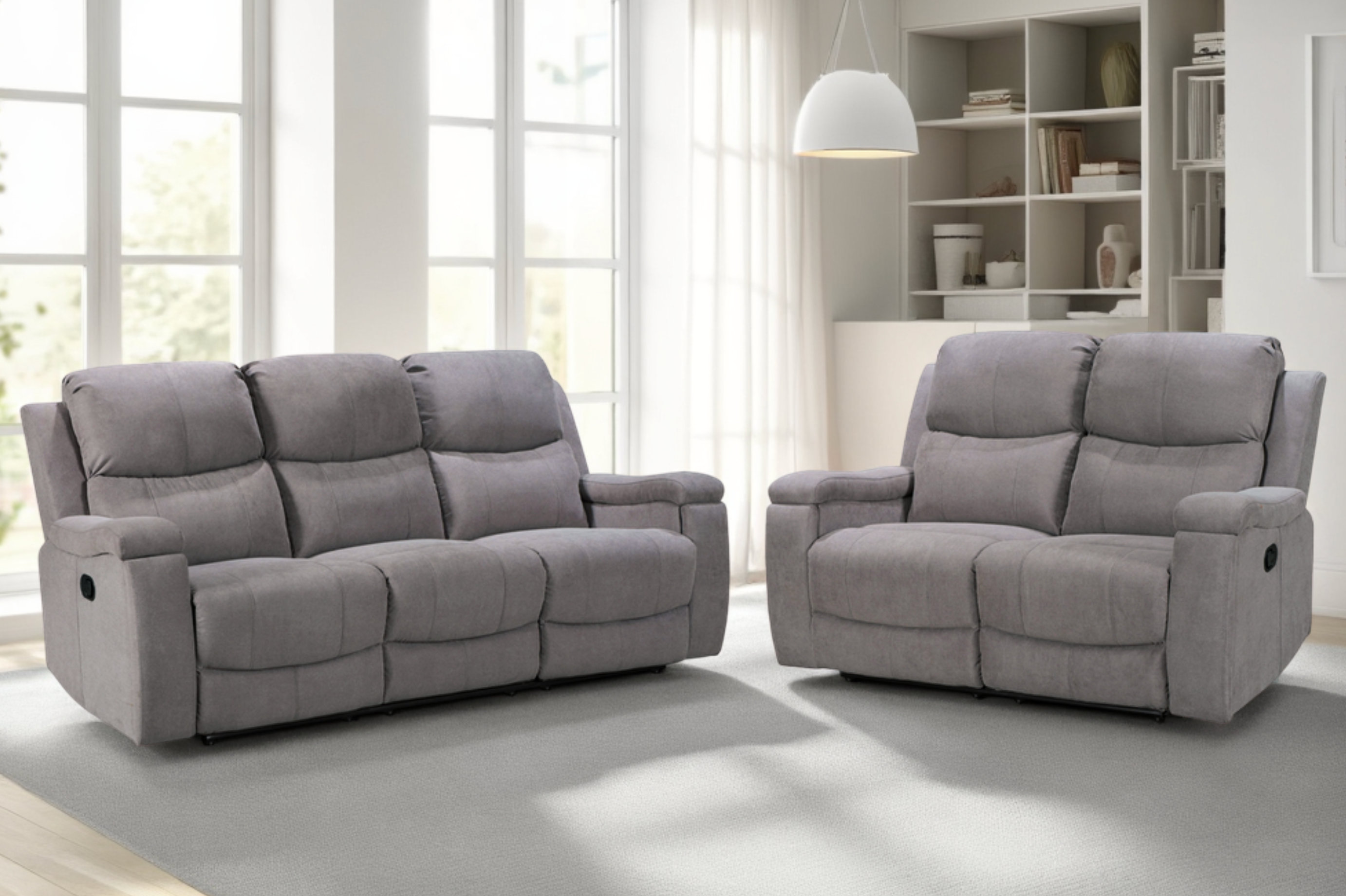 17 Stories Chenille Fabric 3 + 2 Seater Manual Recliner Sofa Set ...