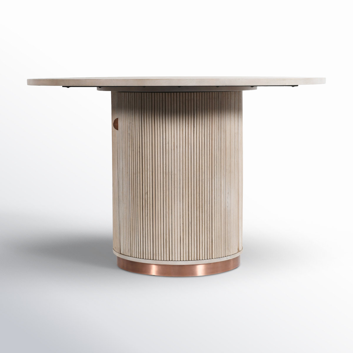 Joss & Main Zanzibar Round Solid Wood Fluted Dining Table with Storage ...