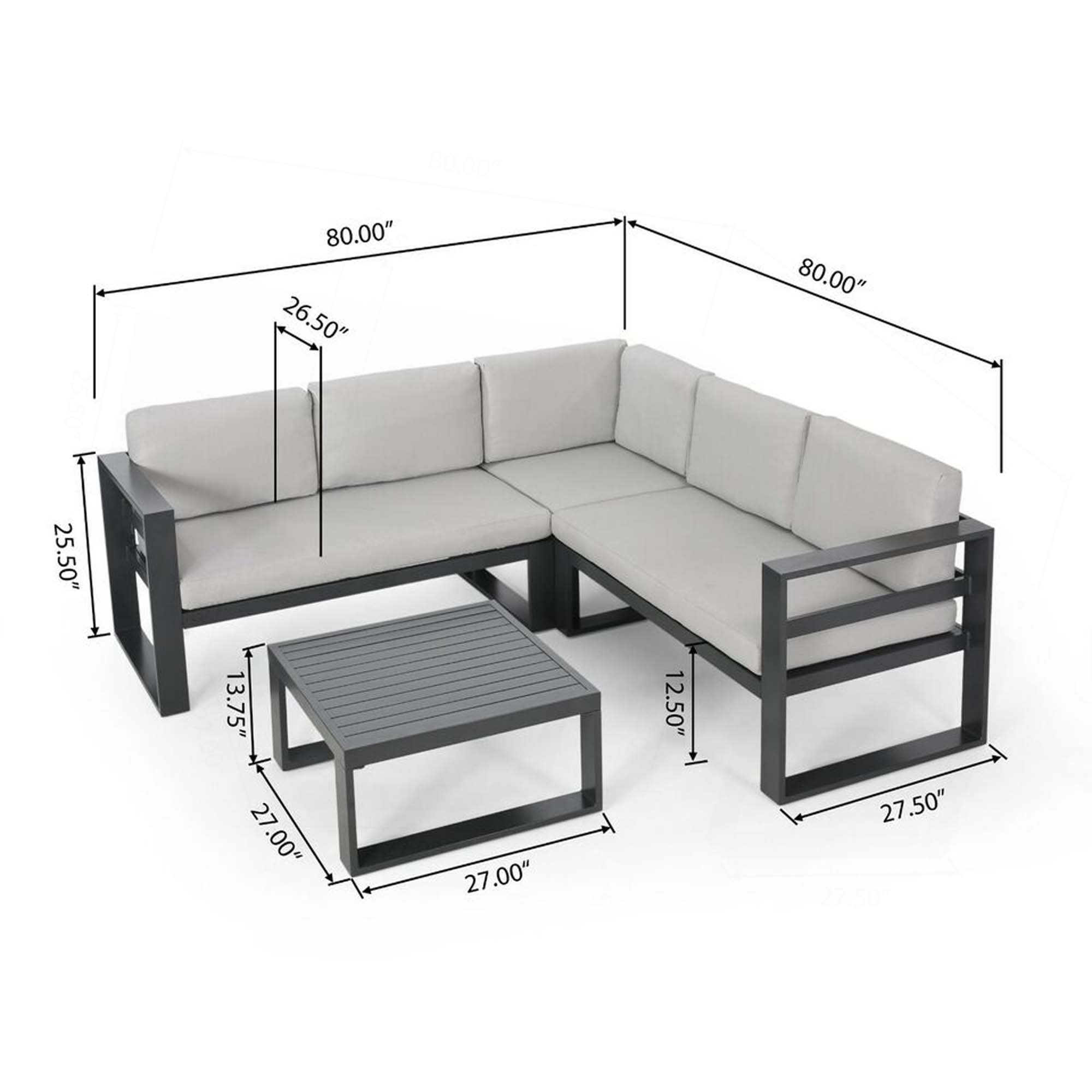 Latitude Run® Outdoor Aluminum V Shape Sofa Sectional | Wayfair