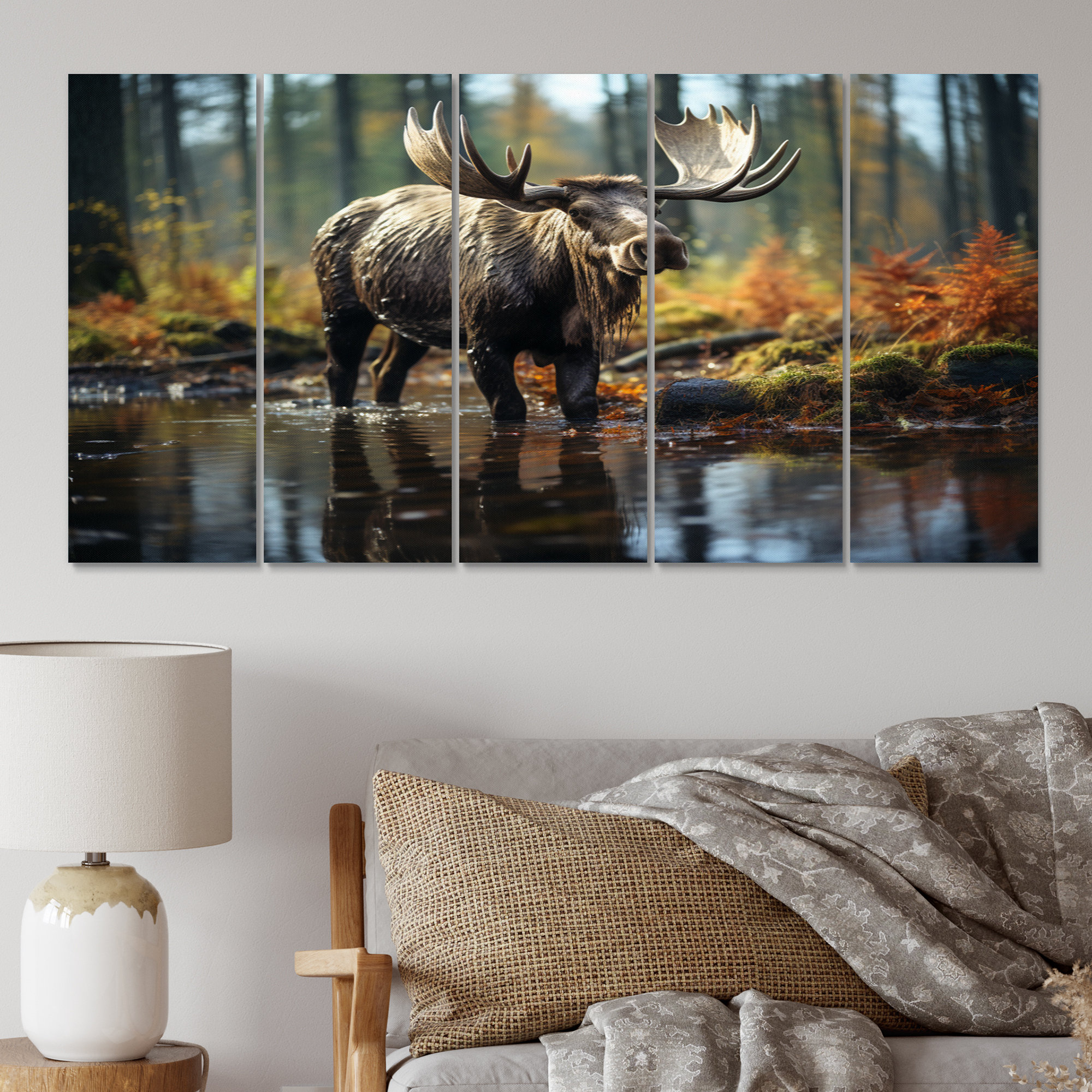 Red Barrel Studio® Brown Yellow Moose Canada - Animals Canvas Art Print ...
