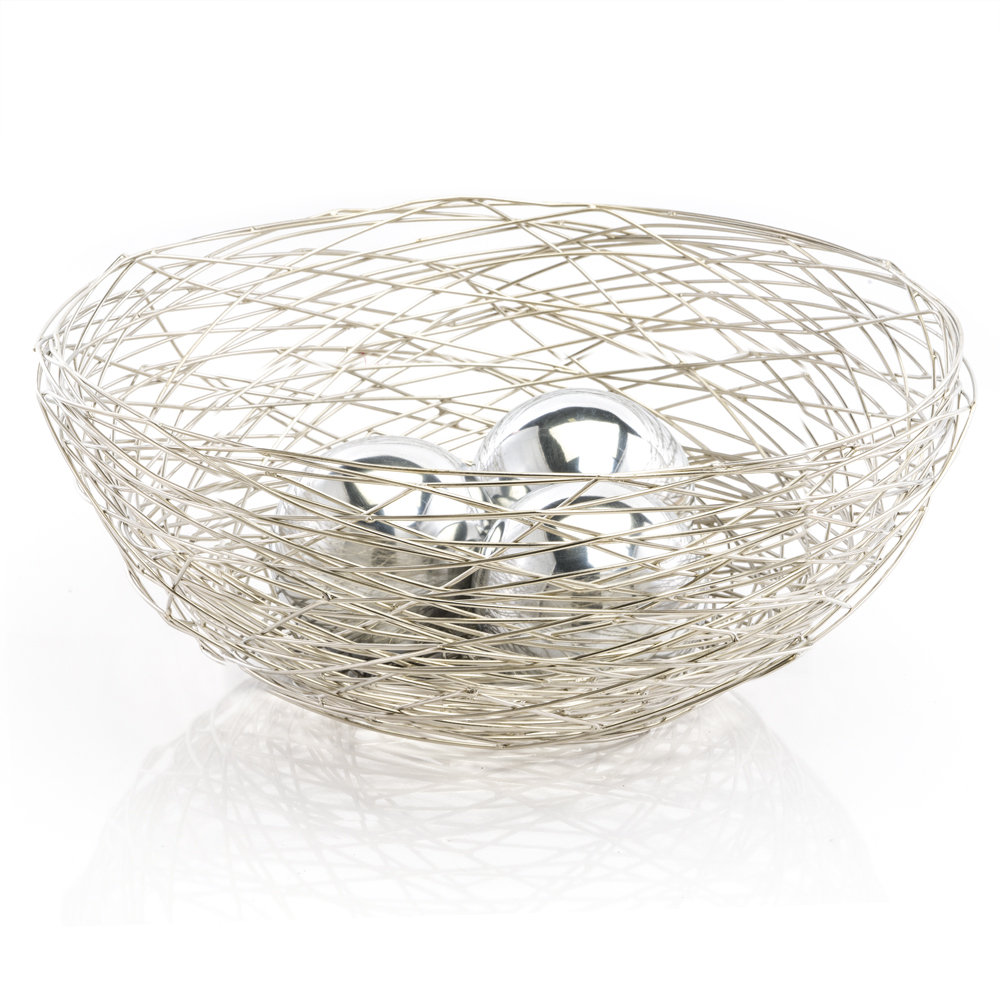Ivy Bronx Abstract Silver Wire Centerpiece Bowl | Wayfair