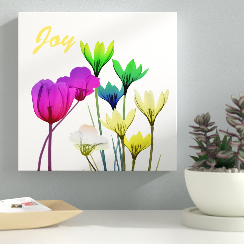 Ebern Designs Floral Pop Joy - Wrapped Canvas Graphic Art Print | Wayfair