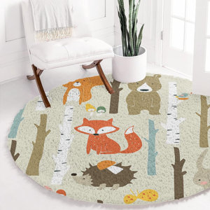 Redwood Rover Albin Shag Area Rug, 5Ft Indoor Round Area Rugs- Cartoon ...
