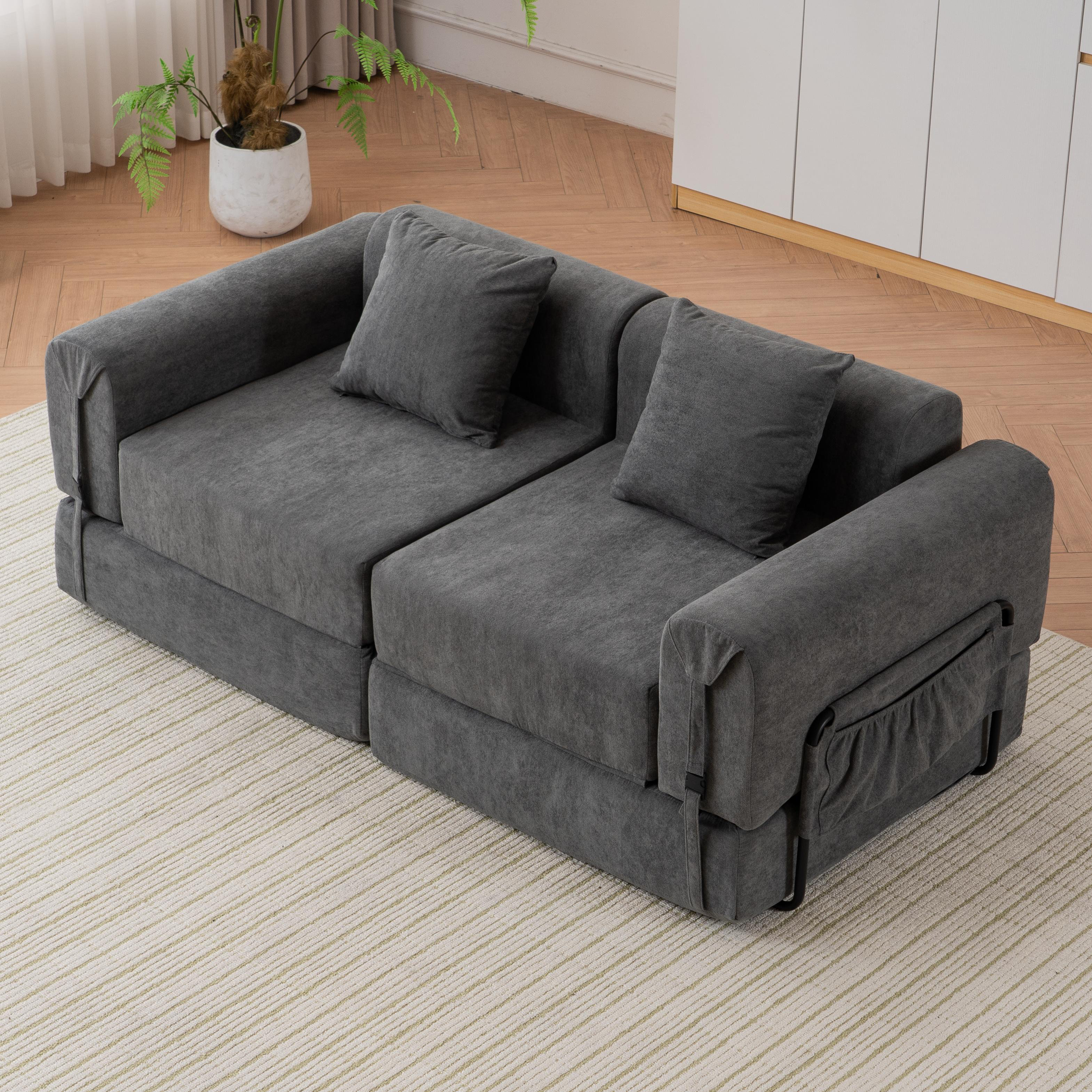 Latitude Run® 71.2" Modular Folding Sleeper Sofa Upholstered Floor Sofa ...