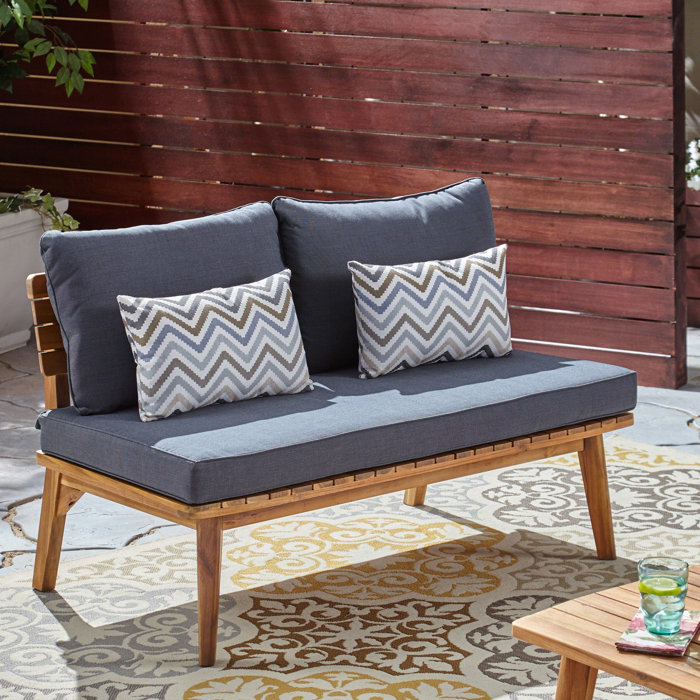 George Oliver Eller 48.75'' Acacia Outdoor Loveseat & Reviews | Wayfair