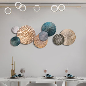 Homary 3D Art Deco Large Metal Round Textured Wall Decor For Living ...