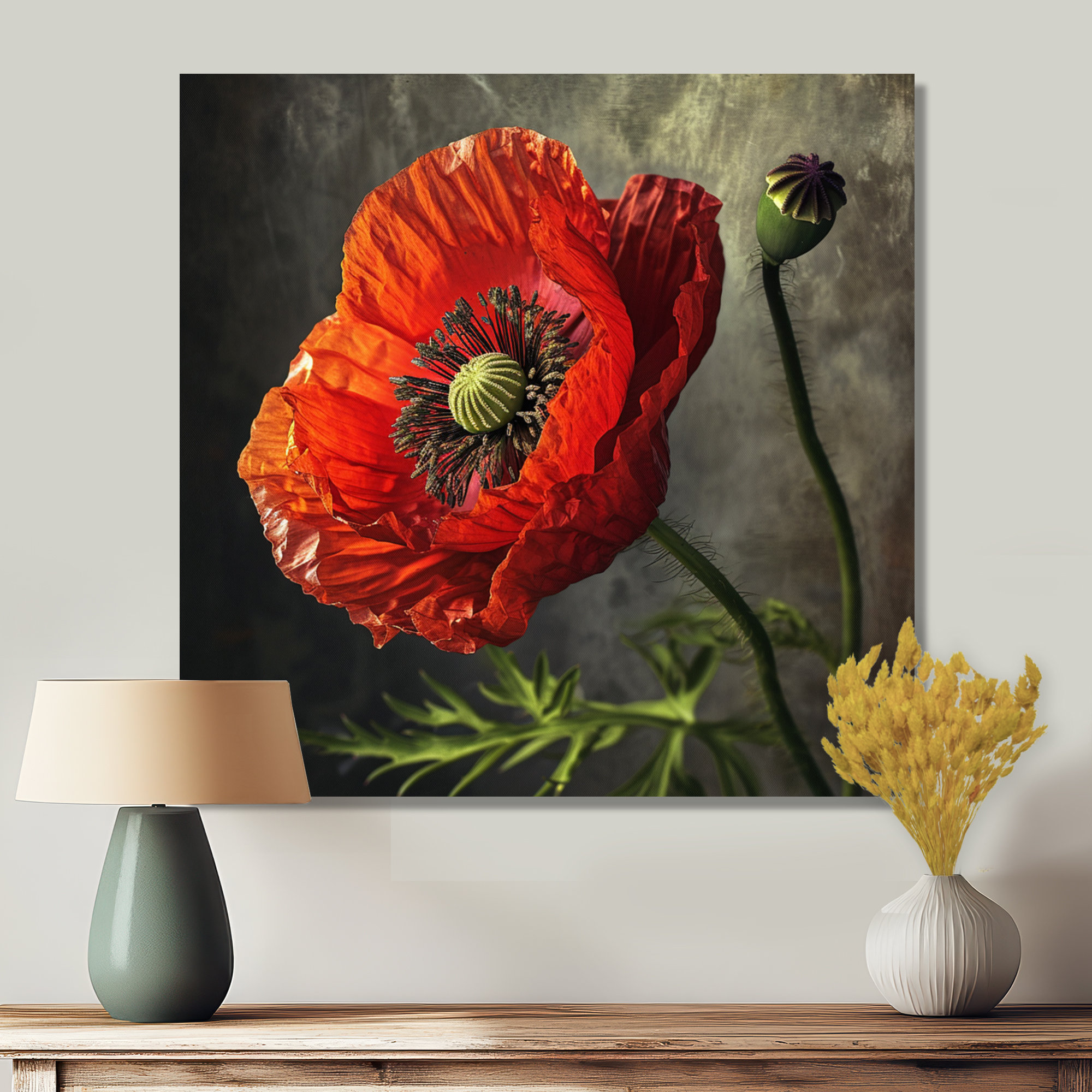 Winston Porter Red Poppy Close-Up - Poppy Wall Art Living Room | Wayfair