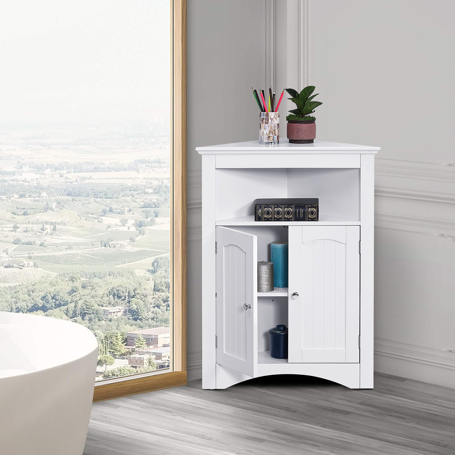 Winston Porter Mileyna Wooden Freestanding Accent Corner Cabinet ...