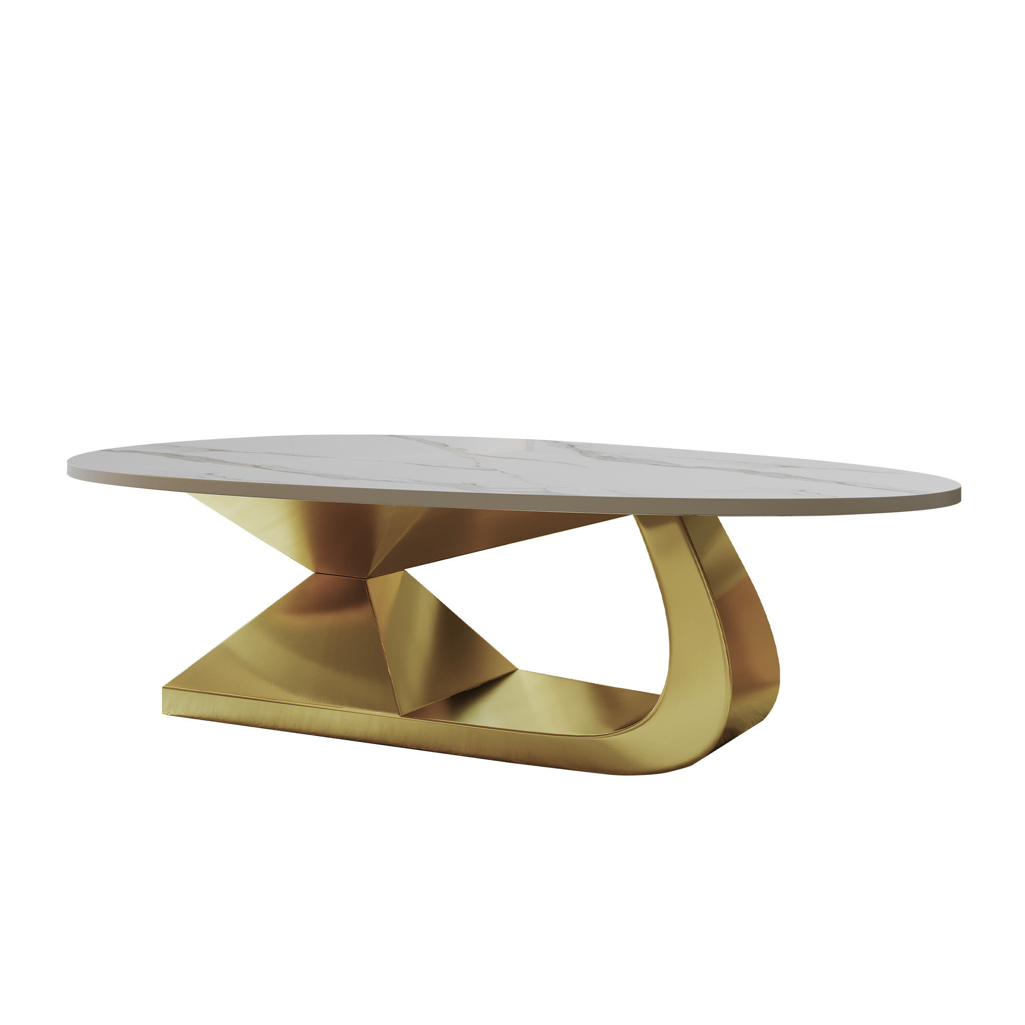 Everly Quinn Sintered Stone Tabletop Coffee Table With Stainless Steel ...