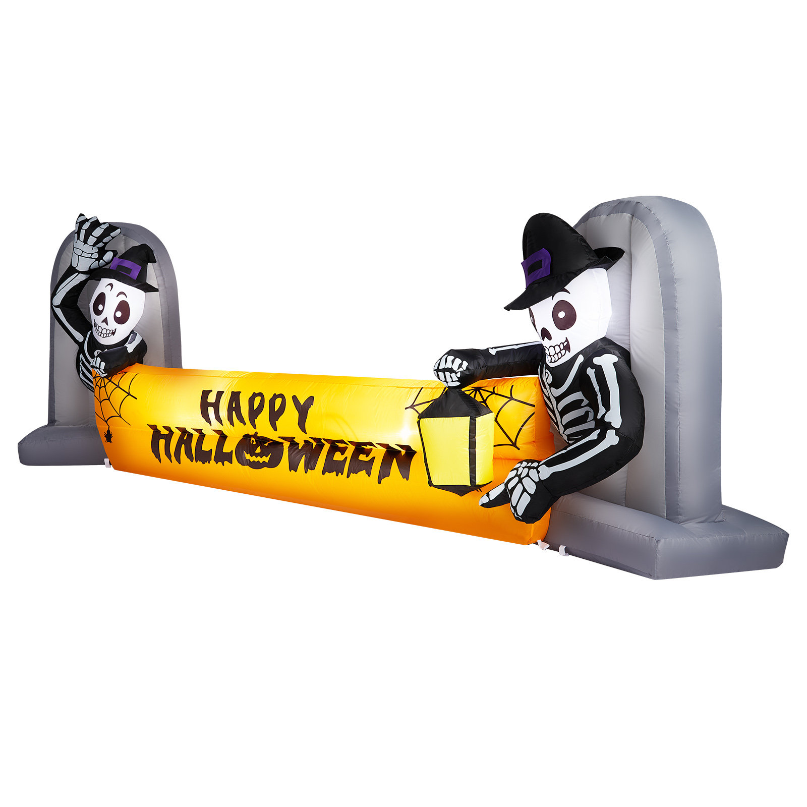 Latitude Run® 9.6FT Halloween Inflatable Decorations Skeleton Tombstone ...