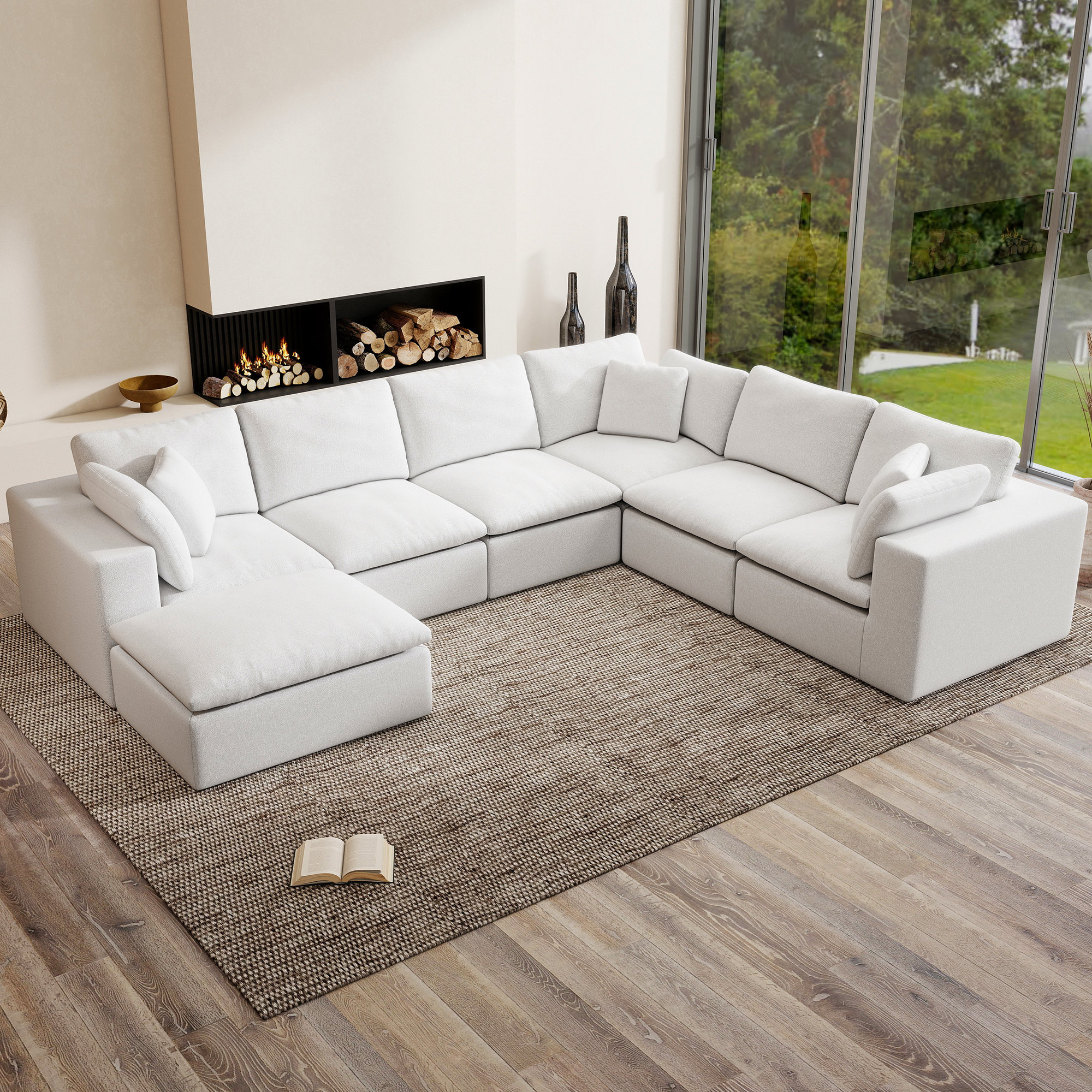 Latitude Run® Paros 6 - Pieces U-shaped Chenille Sectional Sofa With ...