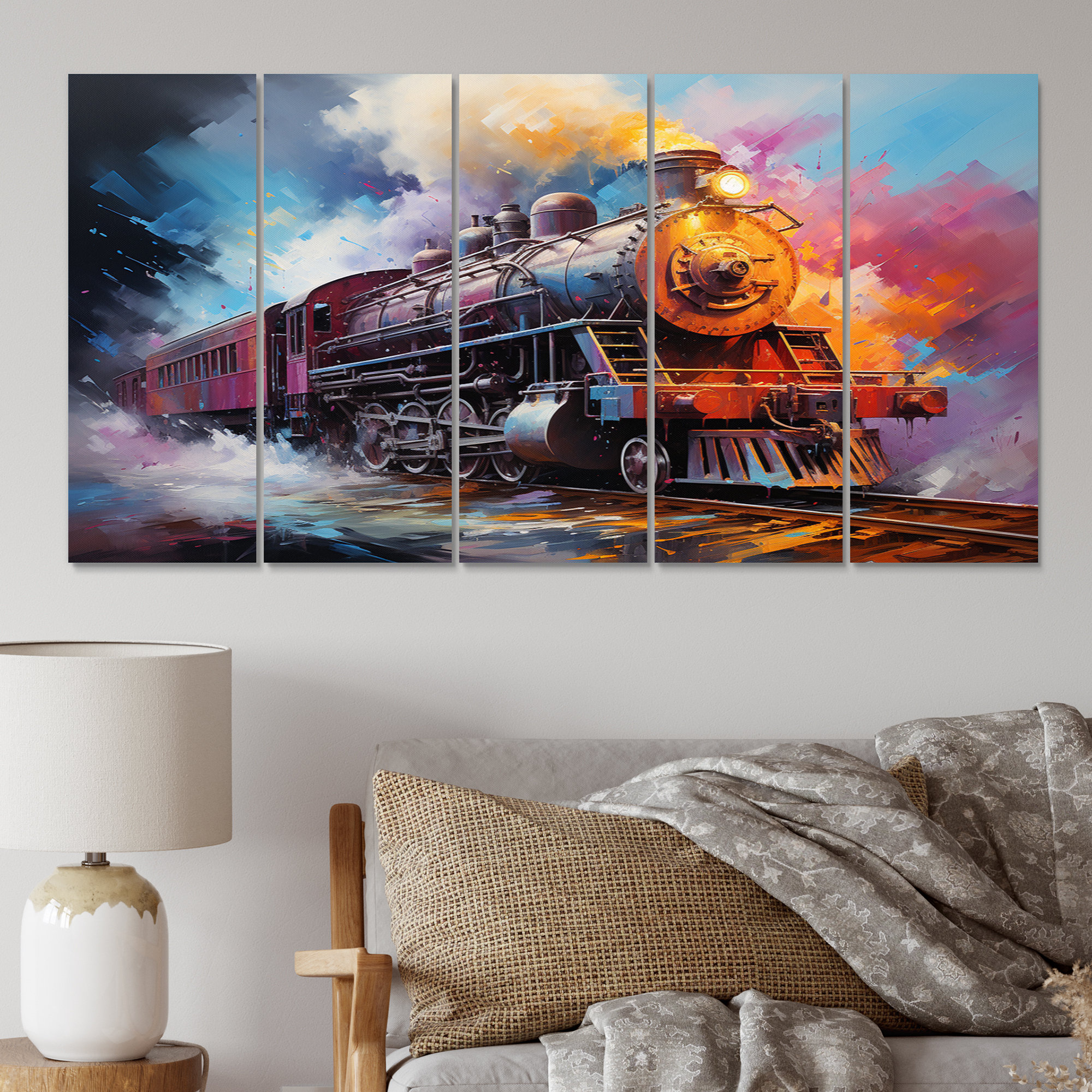 Williston Forge Abstract Train Chromatic Journey I On Canvas 5 Pieces ...