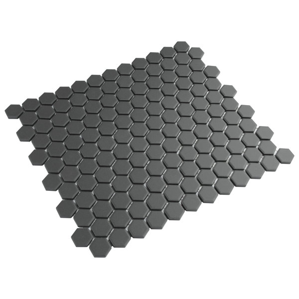 Merola Tile Metropolis 1" Hex Unglazed Black 10-1/4" x 12" Porcelain ...