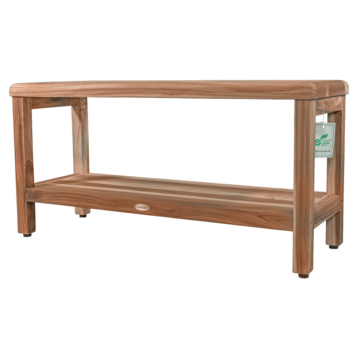EcoDecors Eleganto Teak Shower/Garden Bench in Natural Earthy Teak, 35 ...