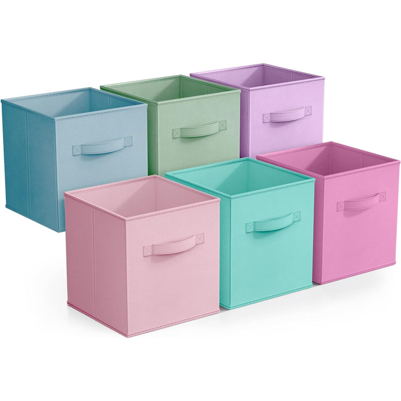 Sorbus 6 Pack 11" Foldable Storage Cubes with Handles in Multi Pastels ...