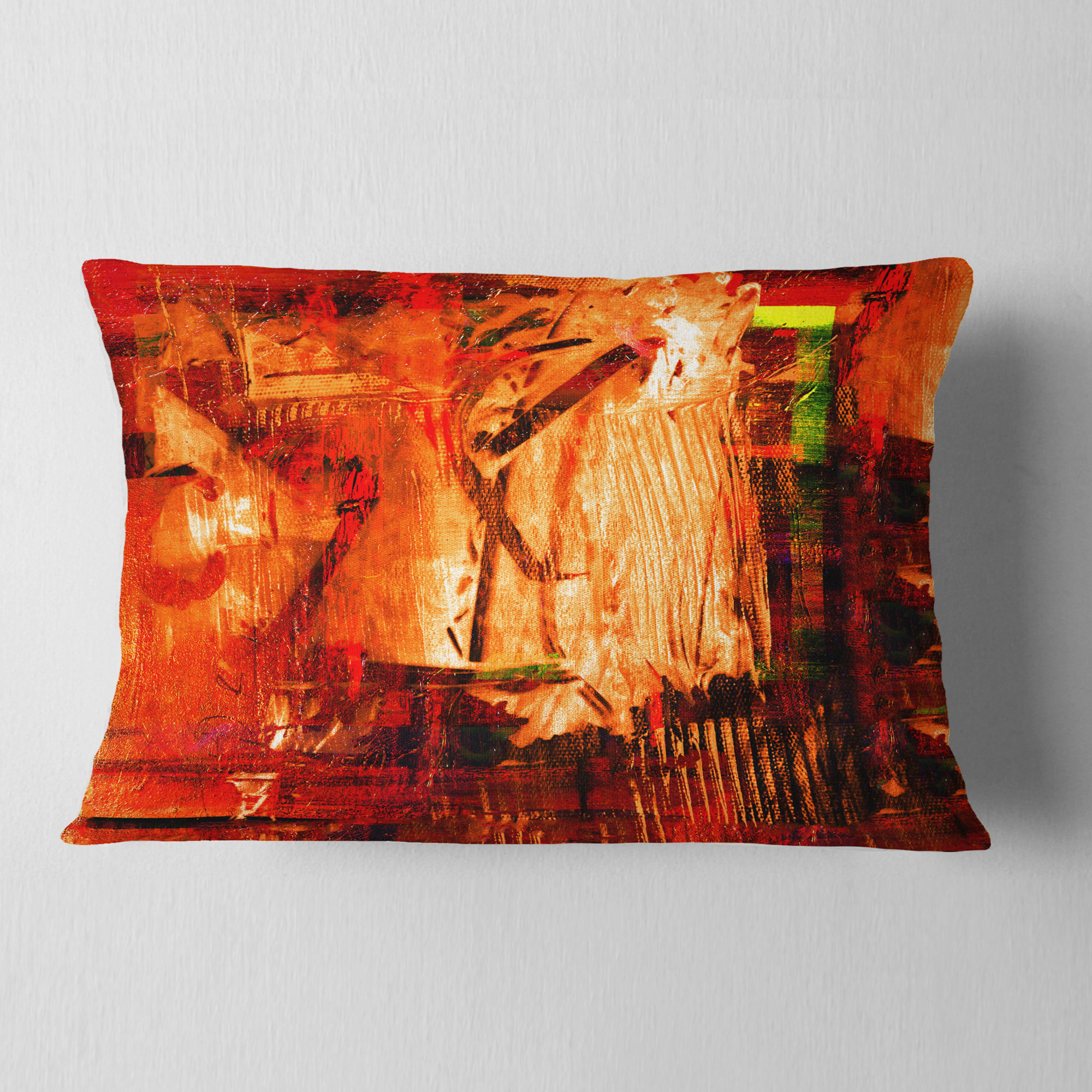 Design Art Abstract Fire Red - Abstract Printed Pillow | Wayfair