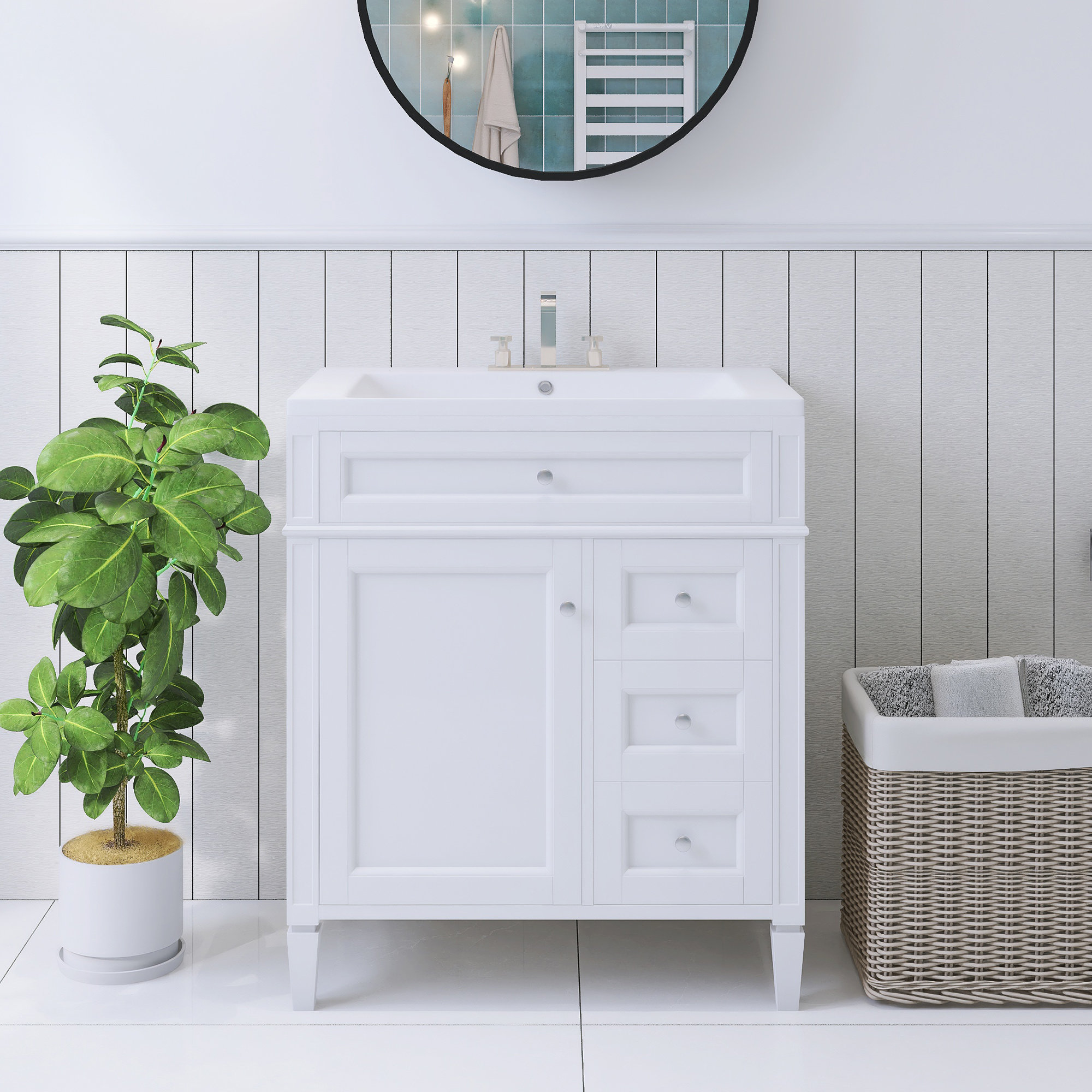 Charlton Home® 30" Freestanding Modern Single Bathroom Vanity With ...