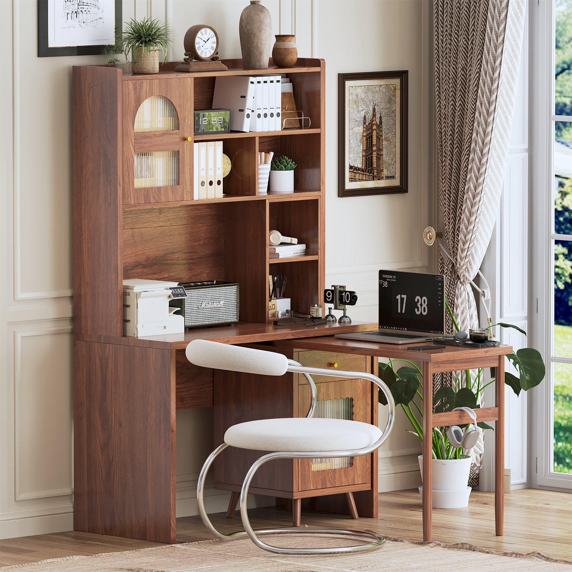 Latitude Run® Versatile Computer Desk With 90-Degree Rotating Desktop ...