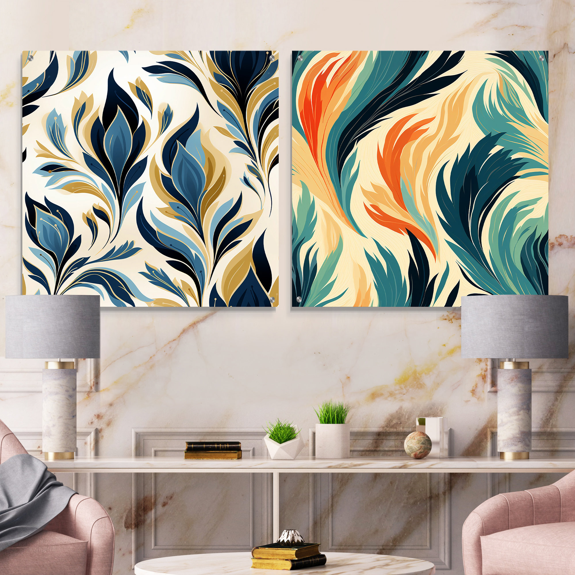 Lark Manor™ Blue And Green Nordic Ikat Simplicity - Abstract Acrylic ...