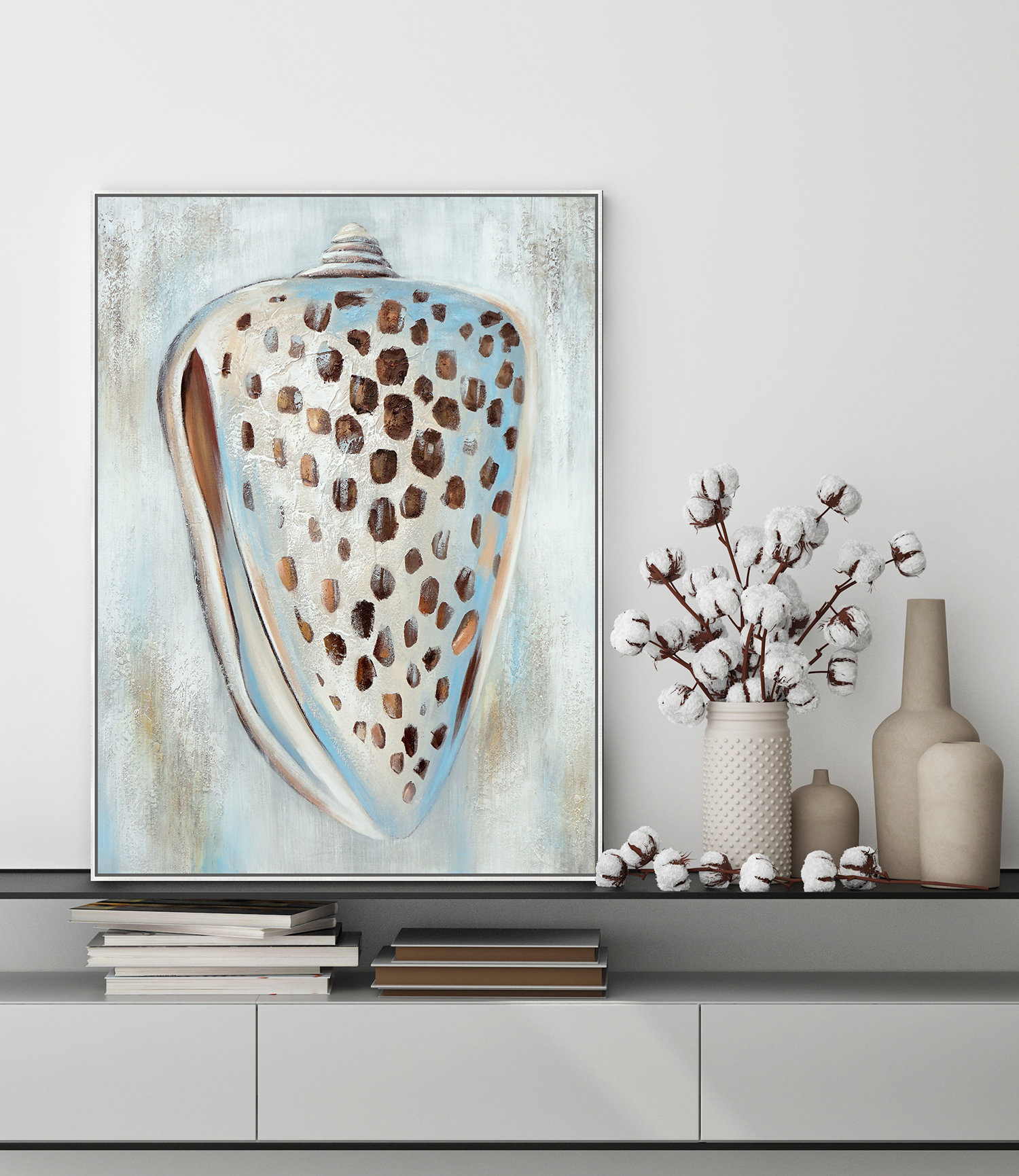 Screen Gems Conch - Floater Frame Painting on Canvas | Wayfair