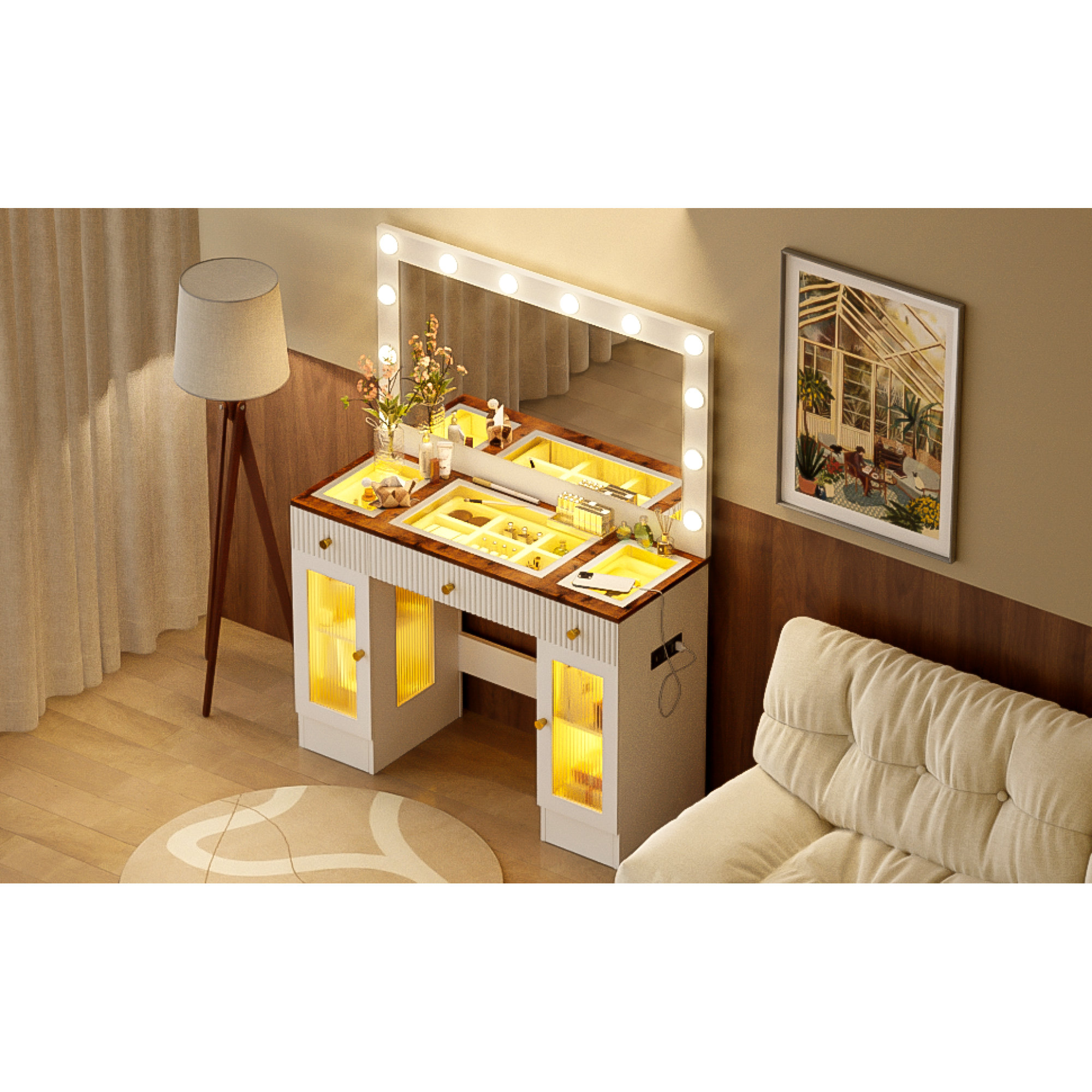 Latitude Run® Multifunctional Vanity Desk Mdf Modern Style Perfect For ...