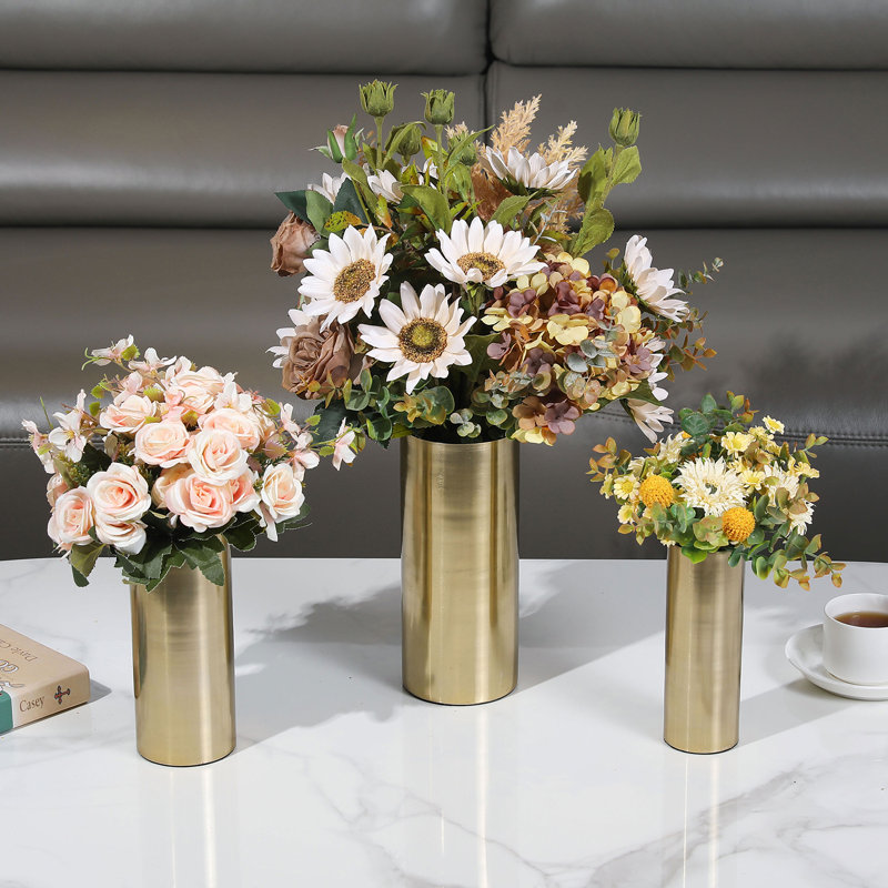 Mercer41 3 Piece Gesemyer Gold Metal Table Vase Set | Wayfair
