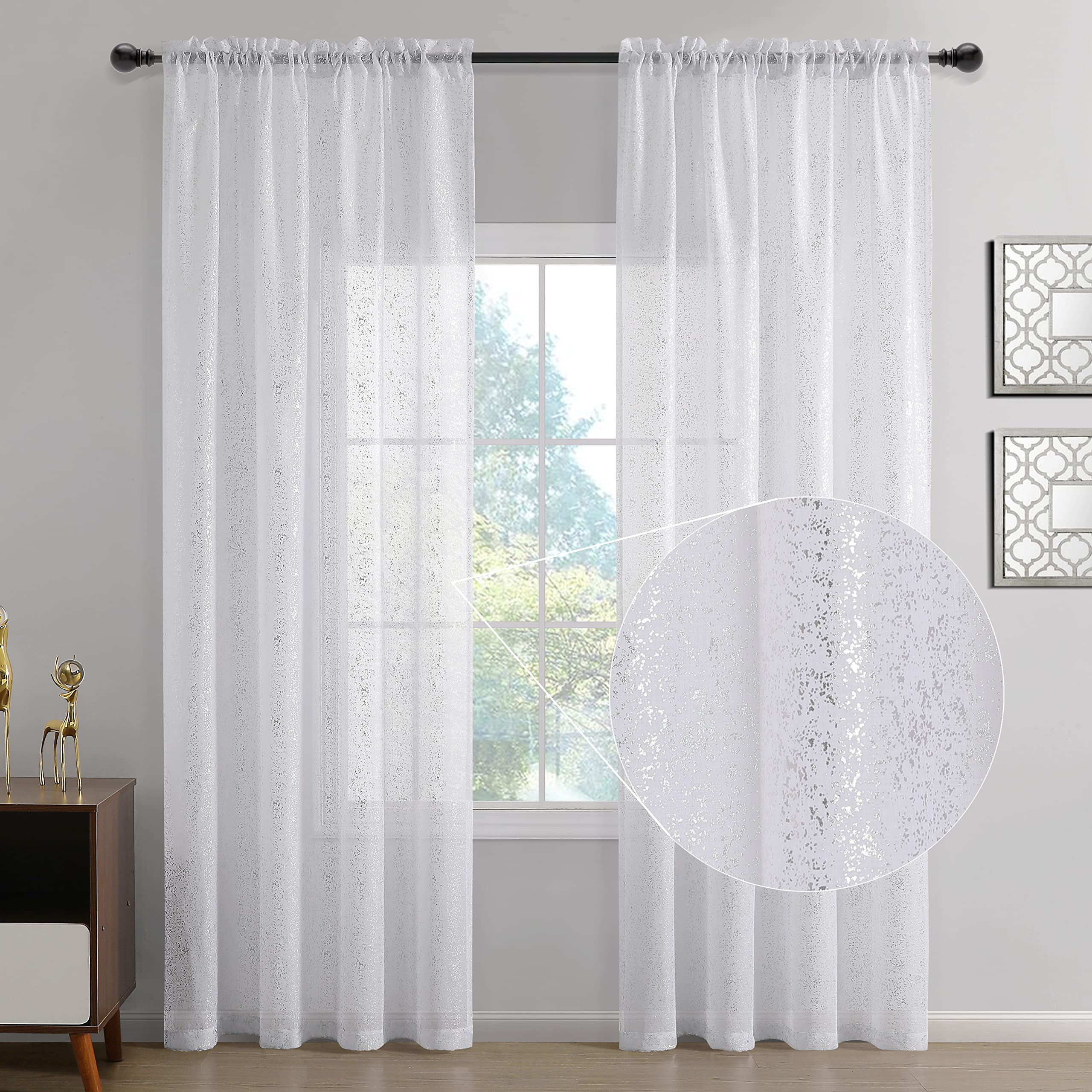 Everly Quinn 52 x 84 Inch Sheer Window Curtains 2 Panels | Wayfair