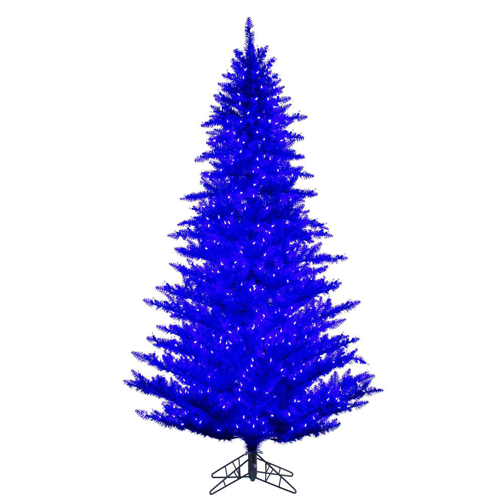 The Holiday Aisle® Blue ArtificialChristmas Tree with LED Lights | Wayfair