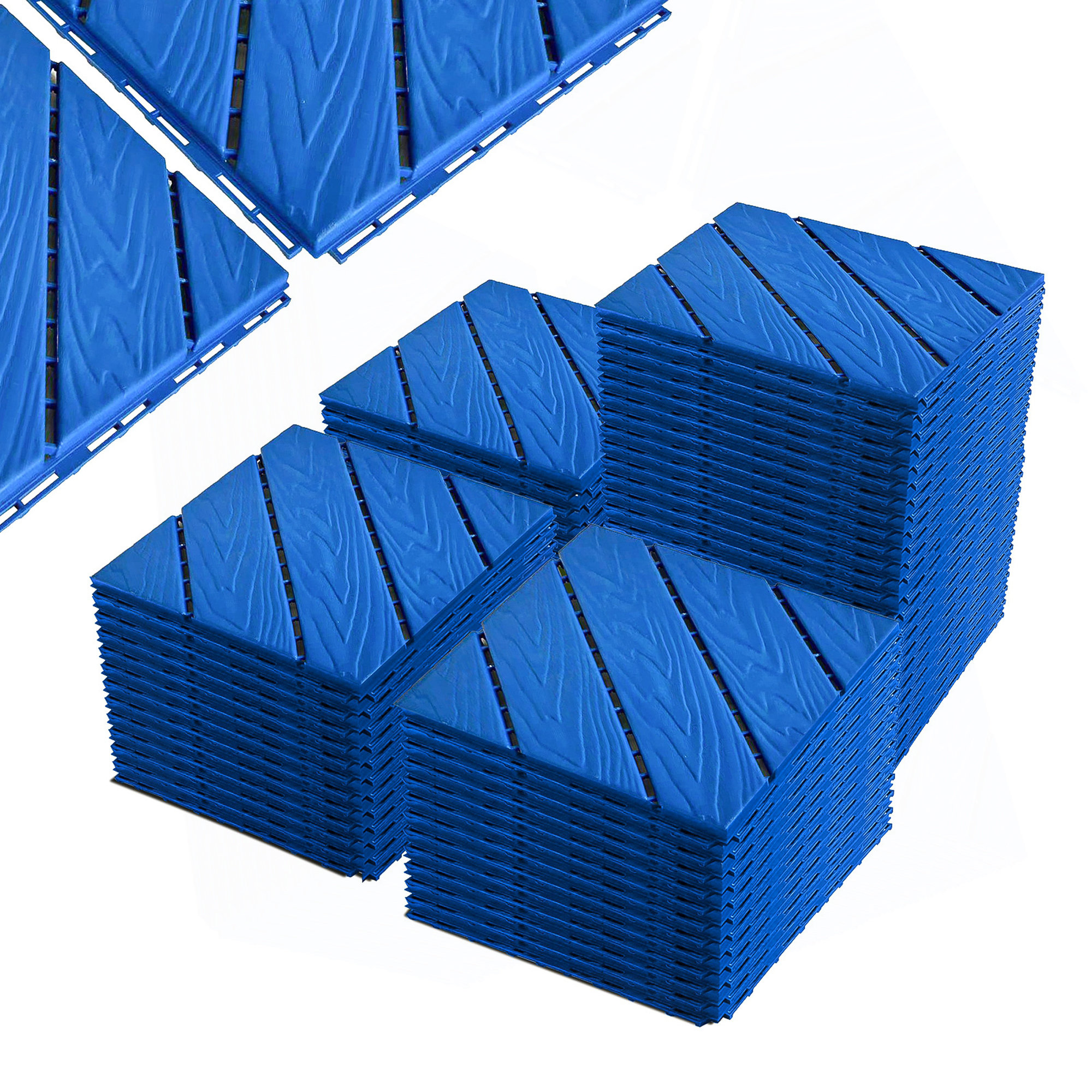 Wentygam Plastic Interlocking Tiles, 44 Patio Tiles, 12" X 12" Wave ...