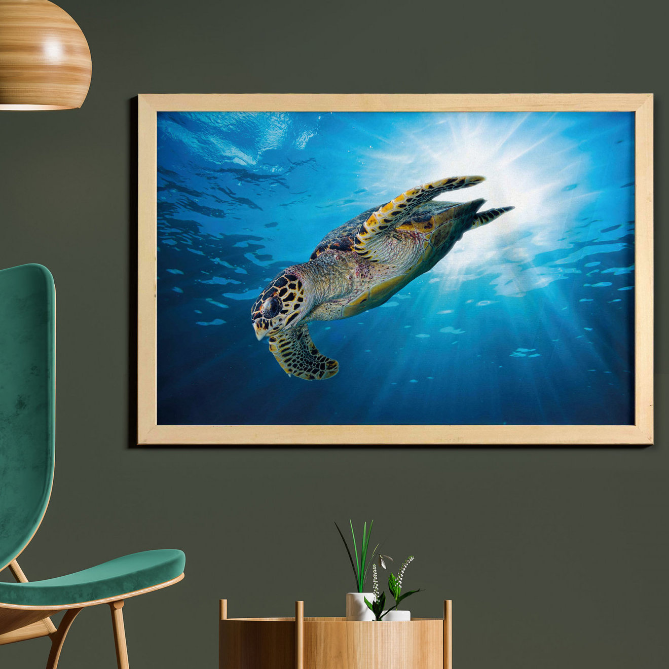 East Urban Home Ambesonne Turtle Wall Art With Frame, Hawksbill Sea ...