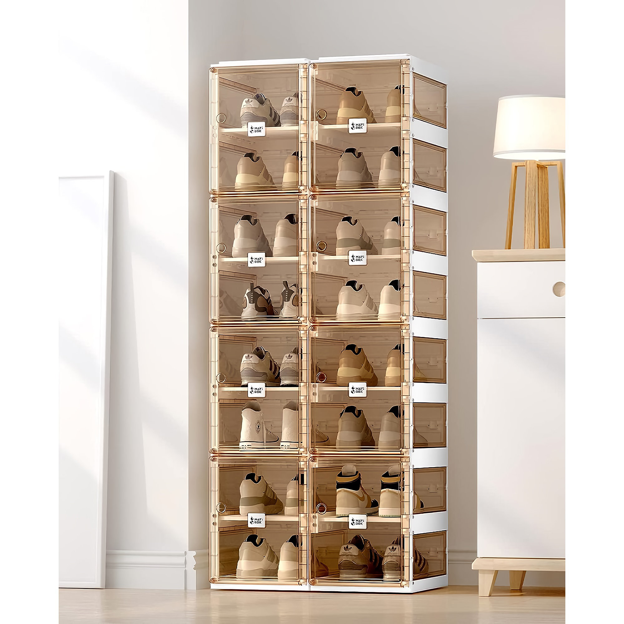 Rebrilliant 16 Pair Stackable Shoe Storage Cabinet - Wayfair Canada