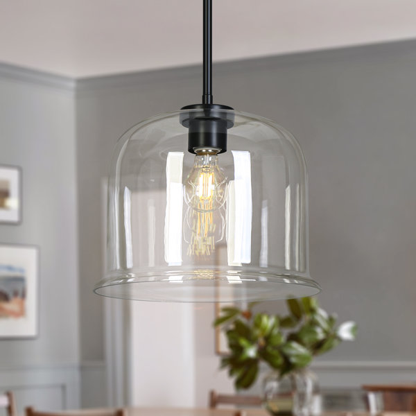 Latitude Run® 1-Light Black Modern Dome Kitchen Island Single Pendant ...